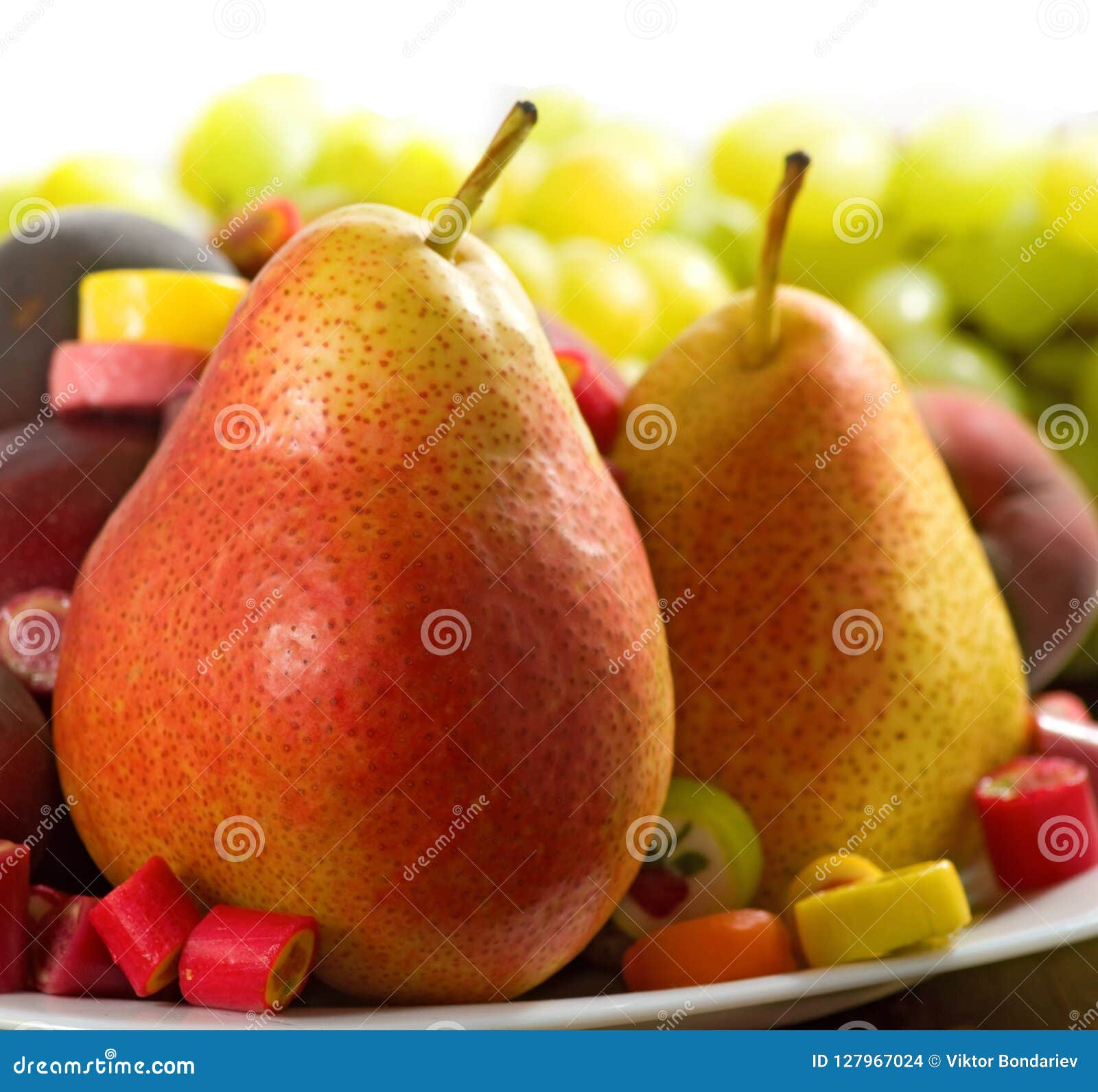 Different Fruits and Sweets on Wooden Table Close-up Stock Photo ...