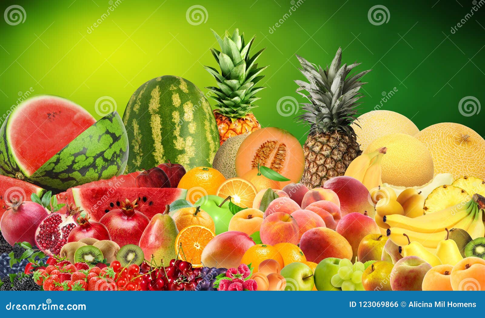 Different Fruits with Different Textures and Colors Stock Illustration ...