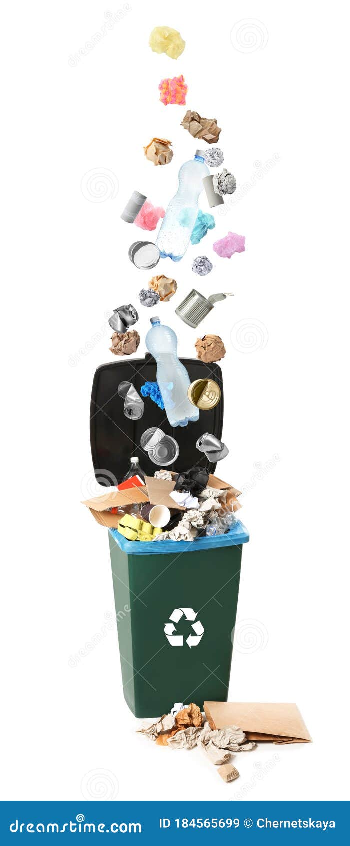 Garbage Falling into Trash Bin. Waste Management and Recycling Stock ... Garbage Falling into Trash Bin. Waste Management and Recycling Stock ...