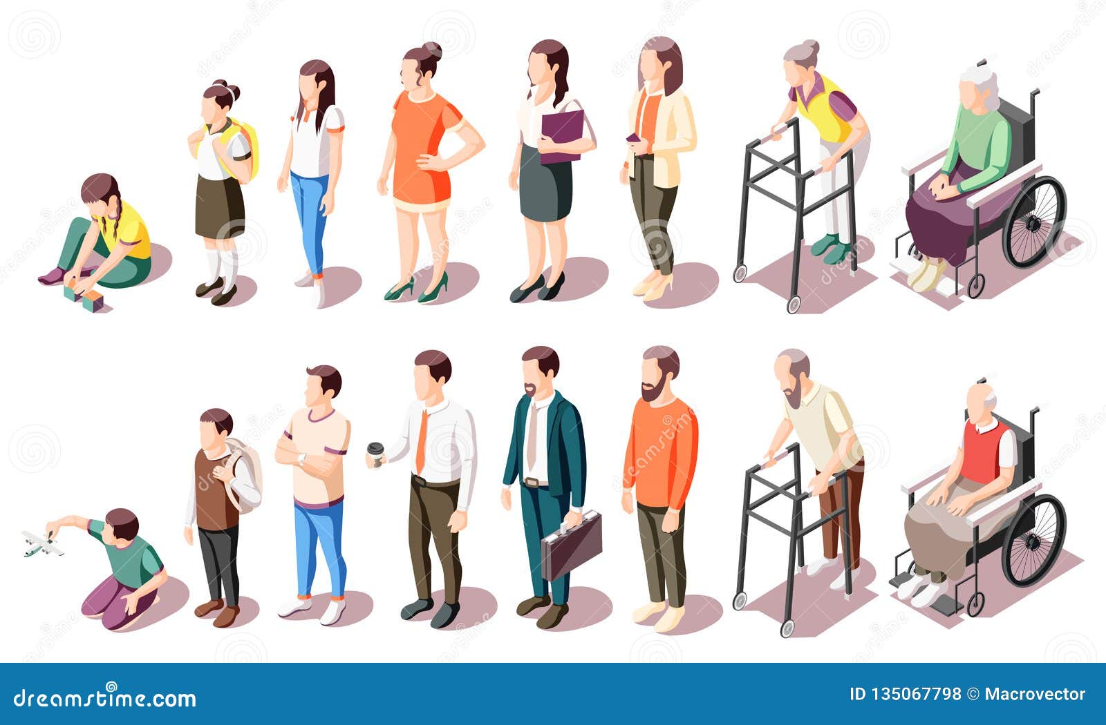Different Generations Isometric Infographics Cartoon Vector ... Different Generations Isometric Infographics Cartoon Vector ...