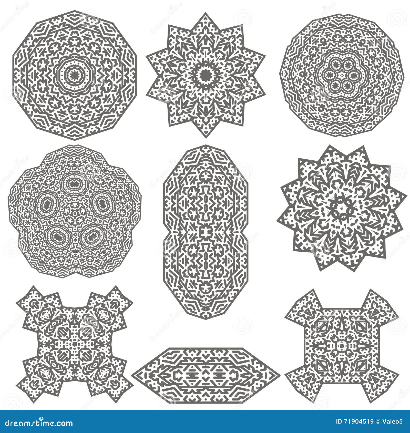 Different Geometric Ornaments Set Isolated Stock Vector - Illustration ...