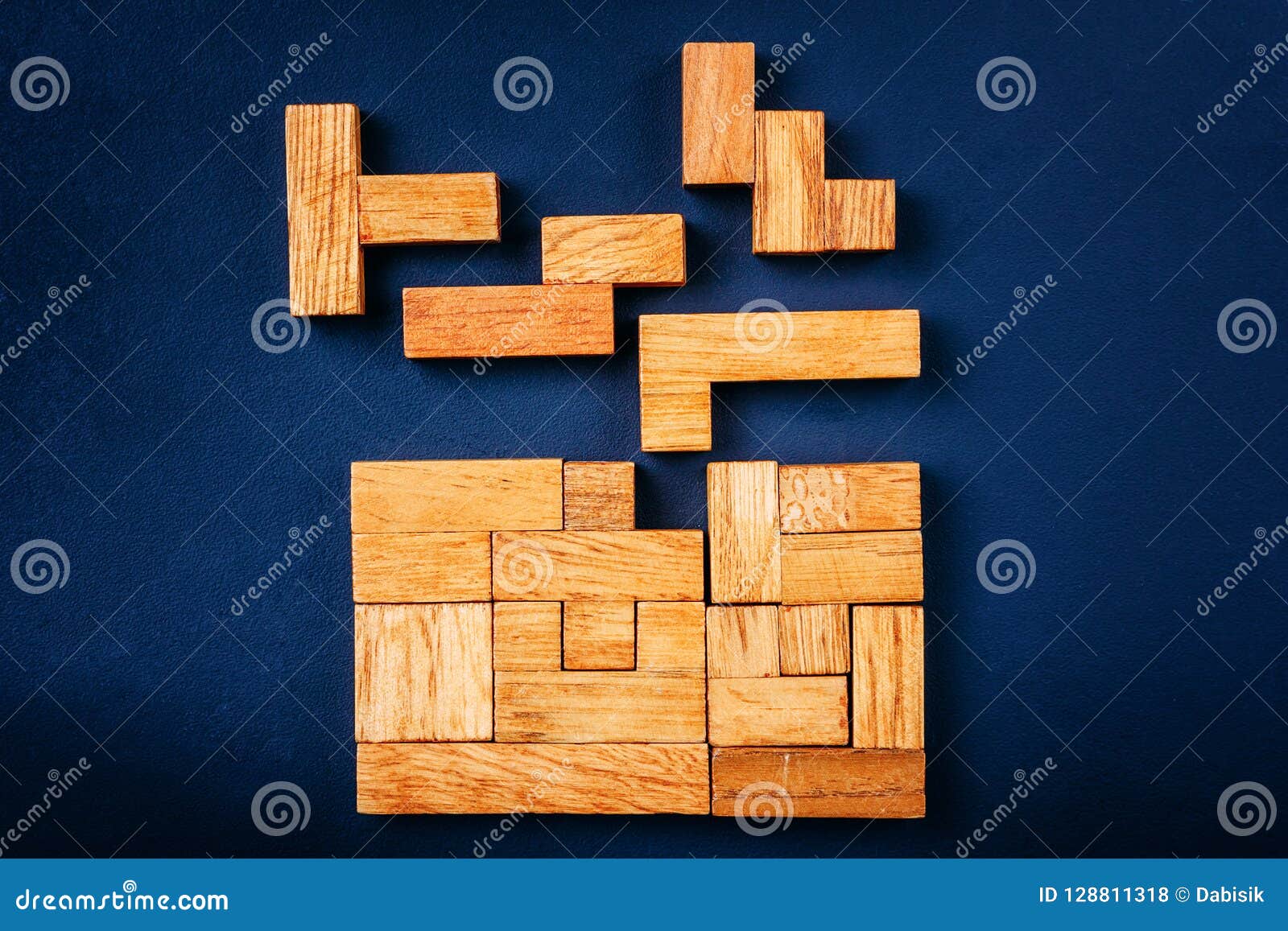 Different Geometric Shapes Wooden Blocks Arrange in Solid Figure on a ...