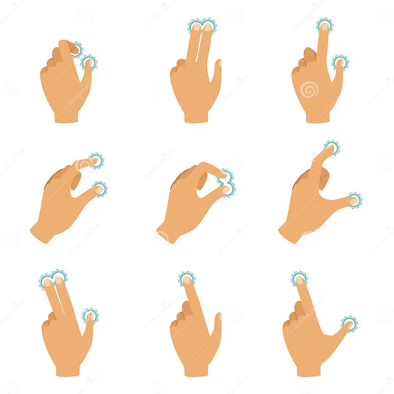 Different Gestures To Control the Touch Screen Stock Vector ...