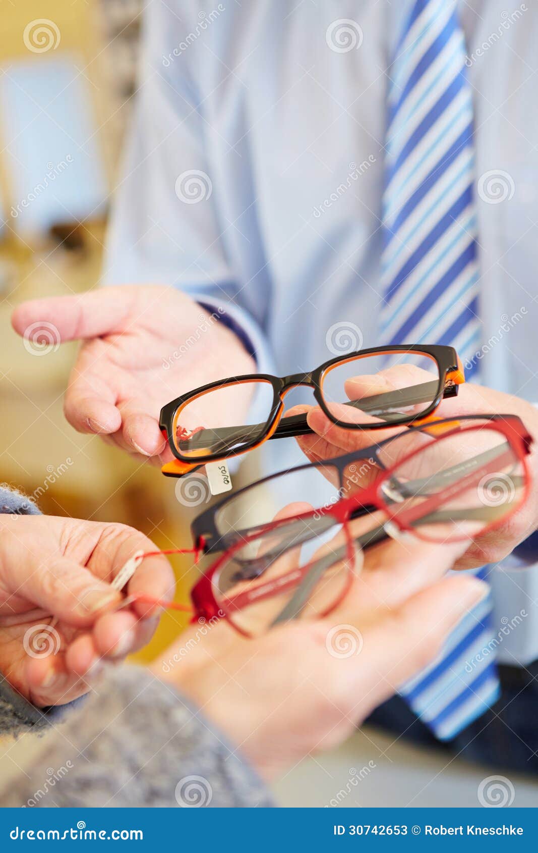 Different Glasses at Optician Stock Image - Image of seniors, offer ...