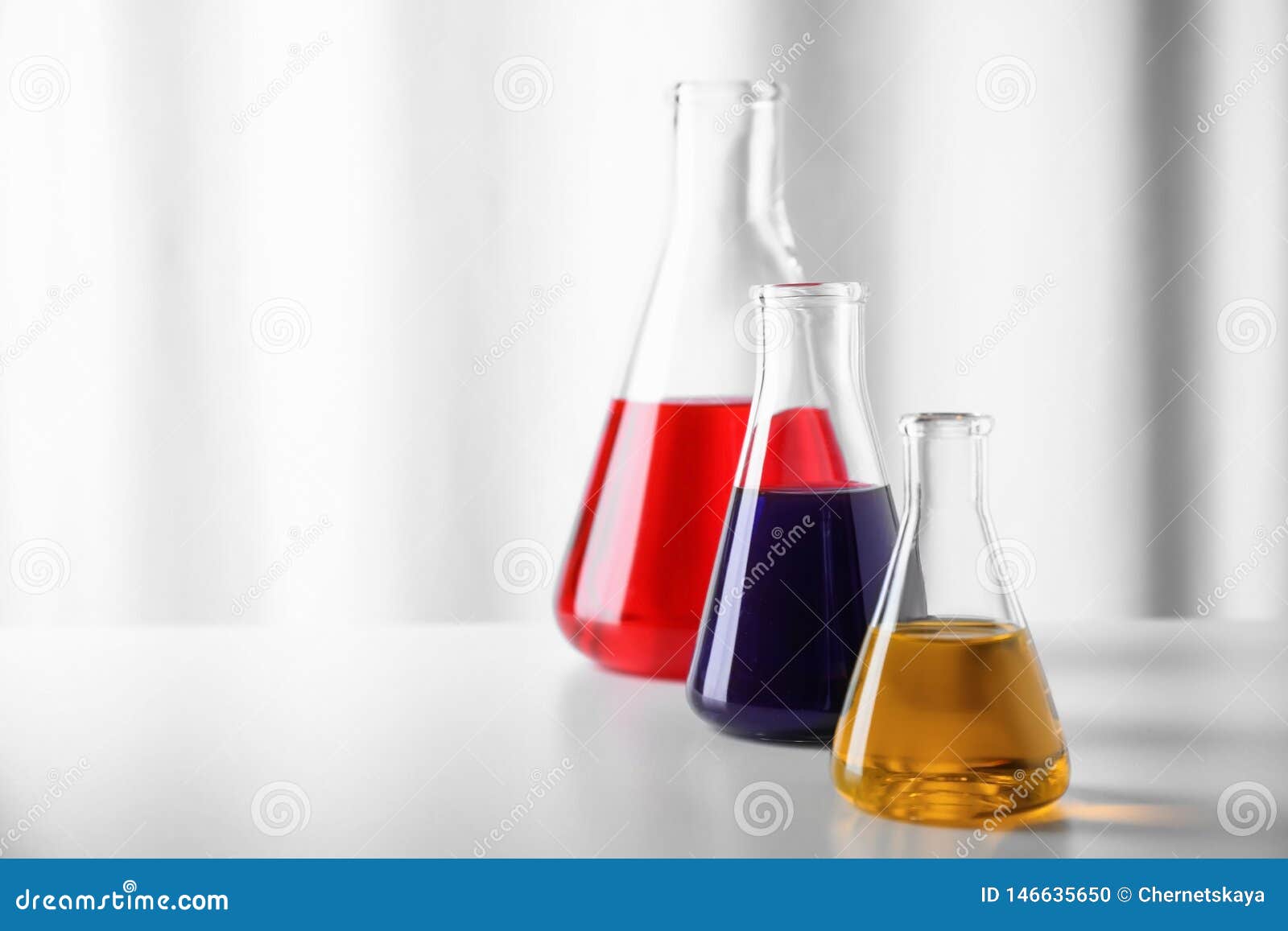 Different Glassware with Samples on Table in Chemistry Laboratory Stock ...