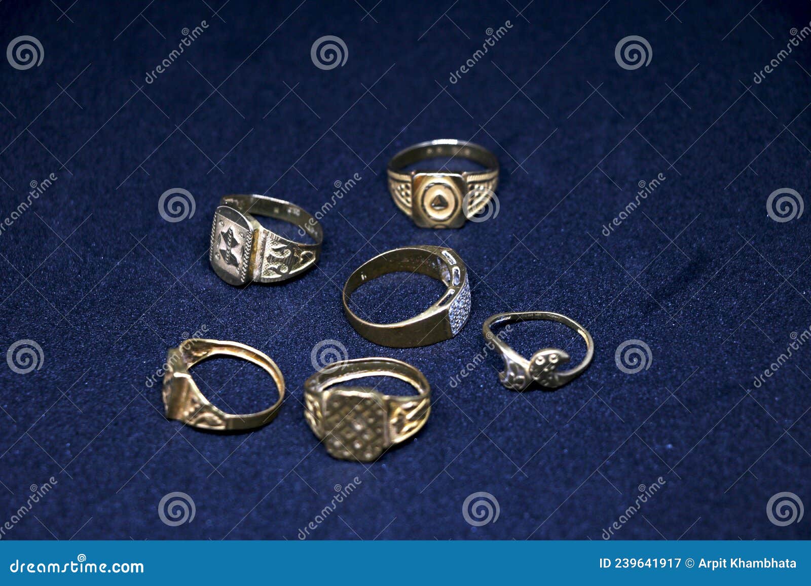 Different Gold Rings with Black Background Stock Image - Image of shiny ...