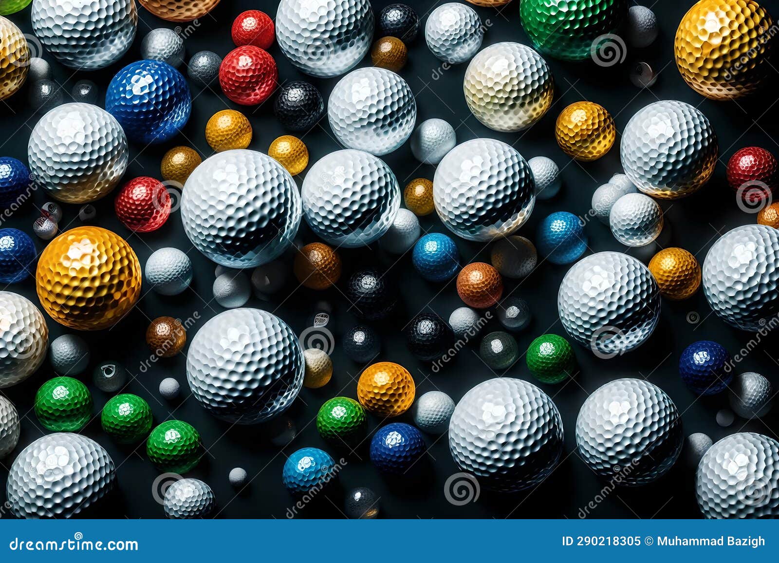 Different Golf Balls on the Black Table Stock Image - Image of ...