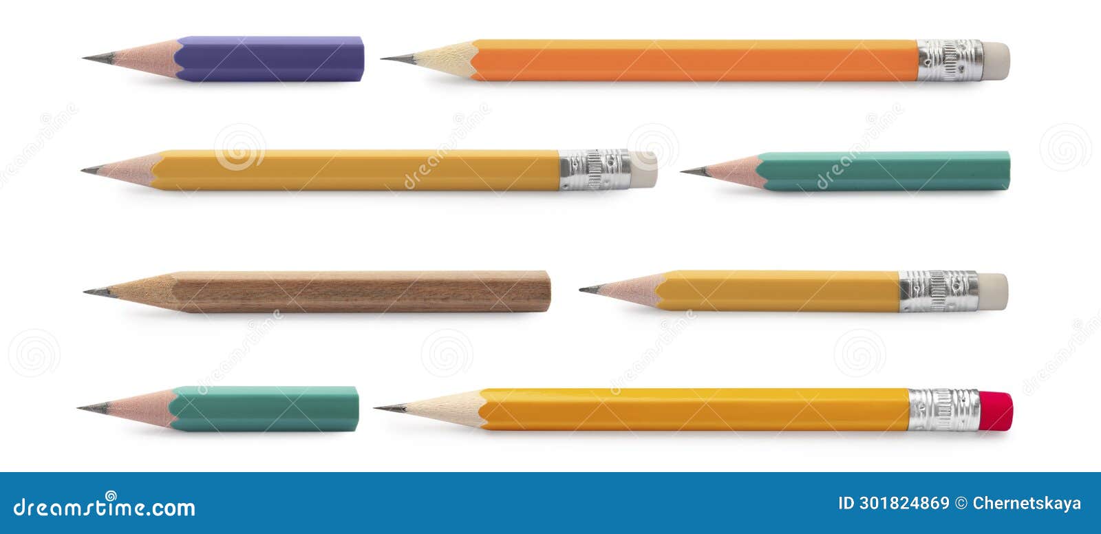 Different Graphite Pencils Isolated on White, Set Stock Illustration ...
