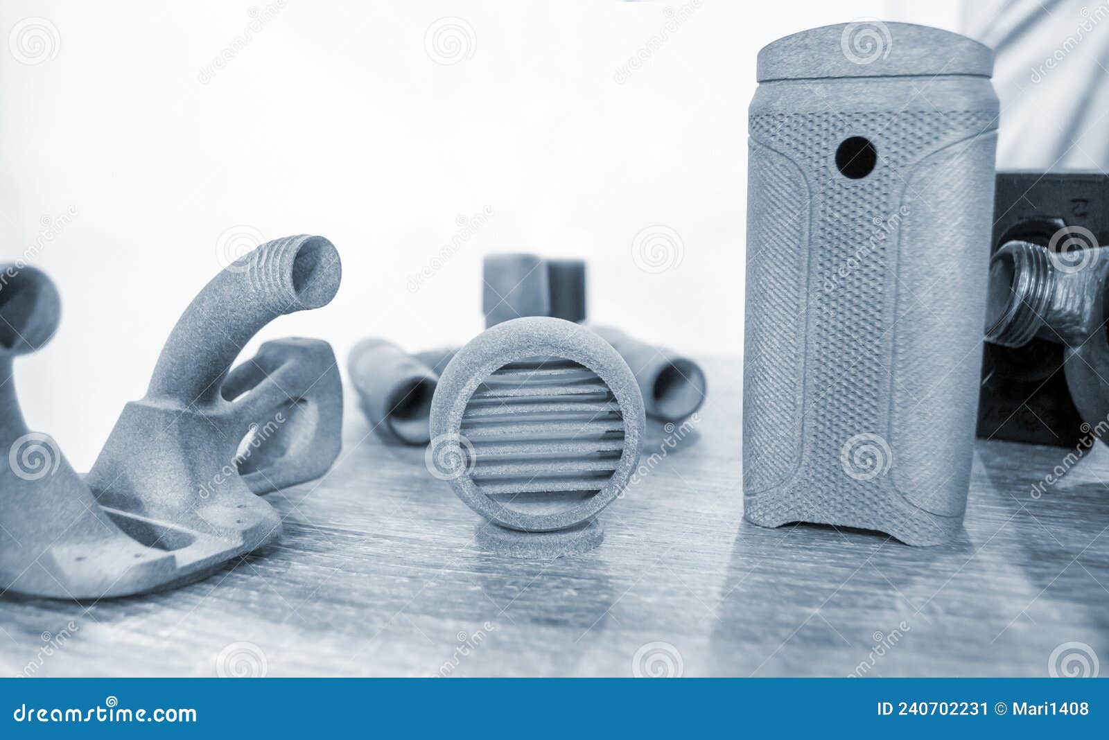 Different Gray Objects Printed on Powder Industrial 3D Printer Three ...