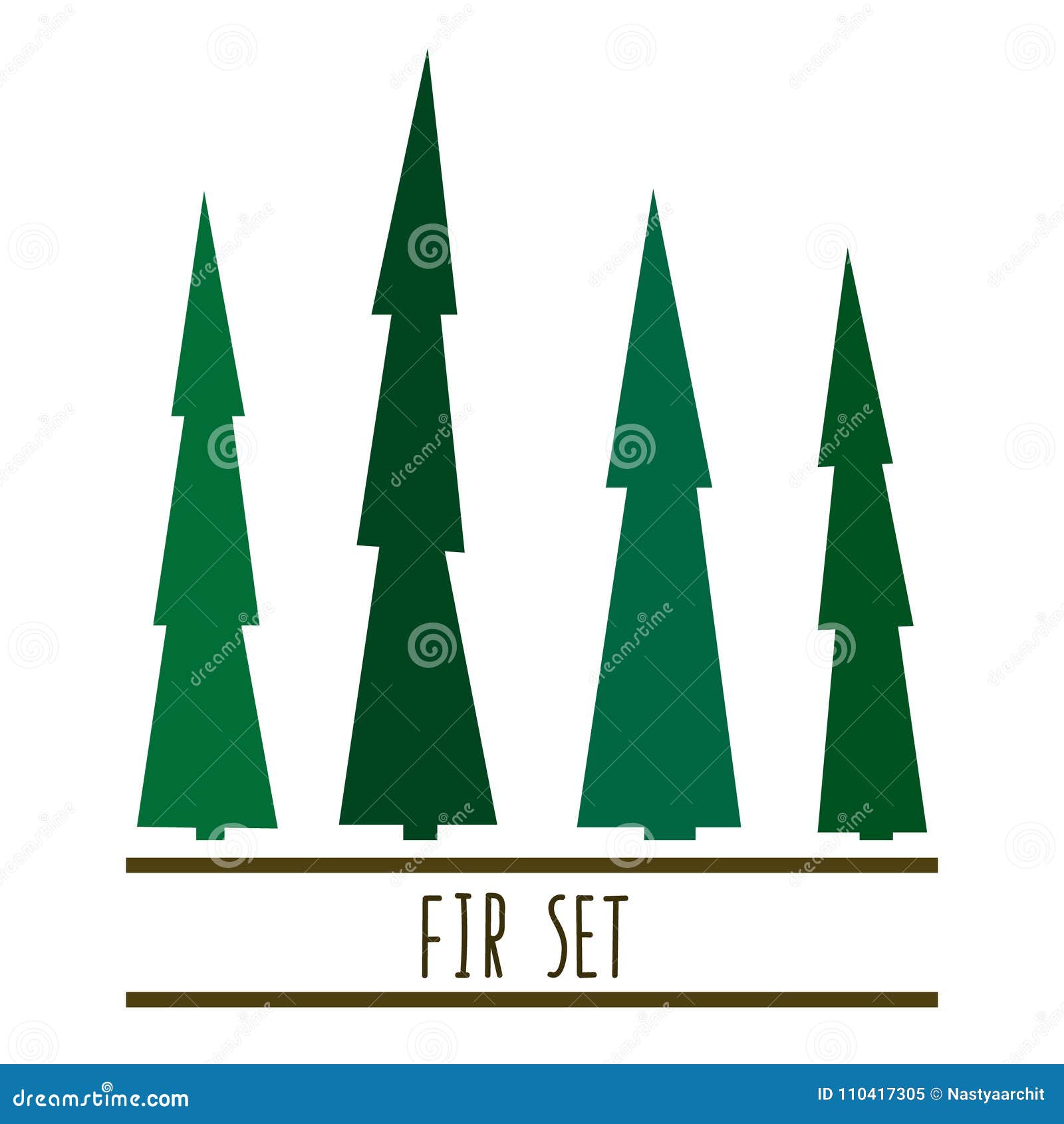 Different Green Firs Set Vector Stock Vector - Illustration of fine ...