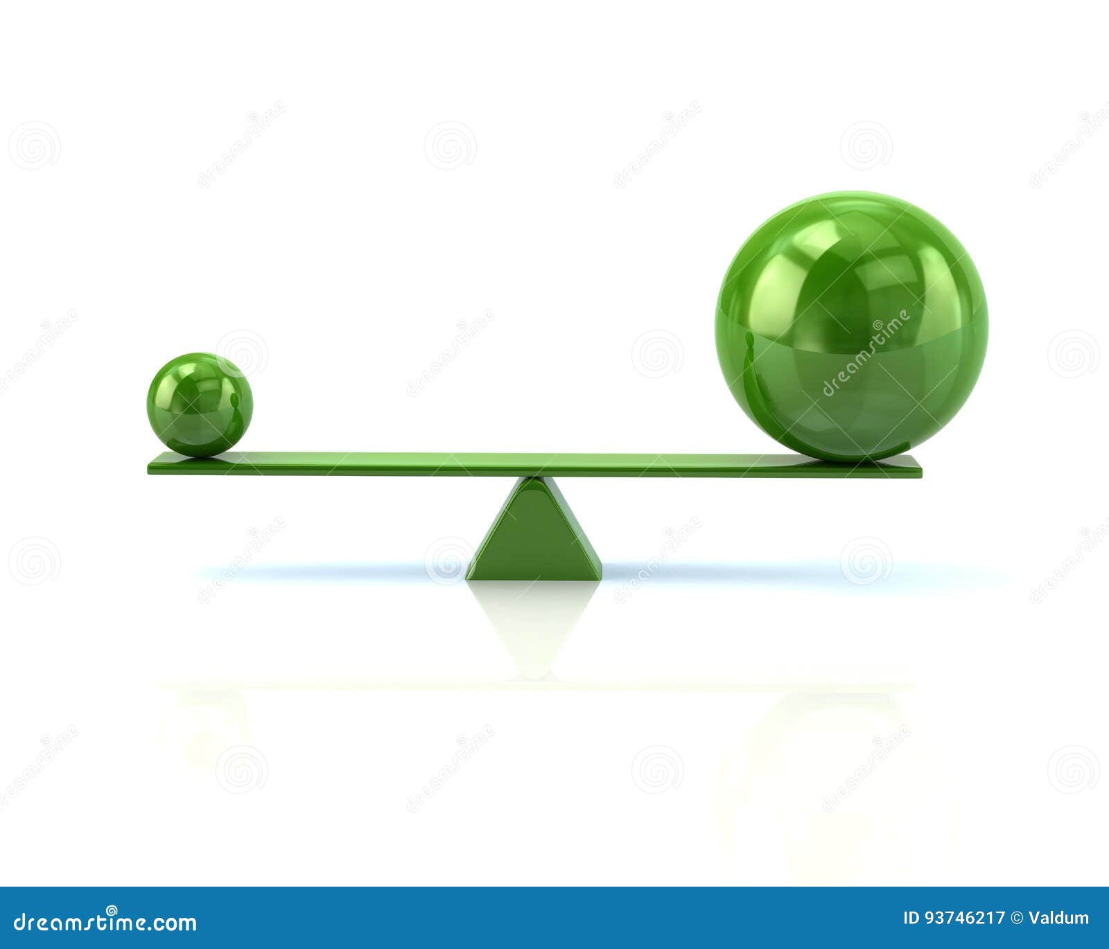 Different Green Spheres Balancing on a Seesaw Stock Illustration ...