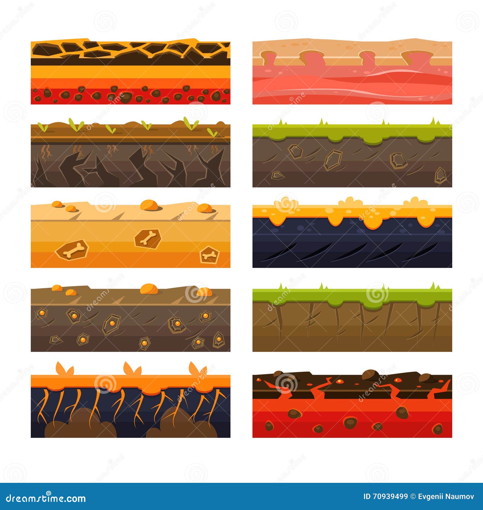 Different Ground Sprites For Creating Video Games Cartoon Vector ...