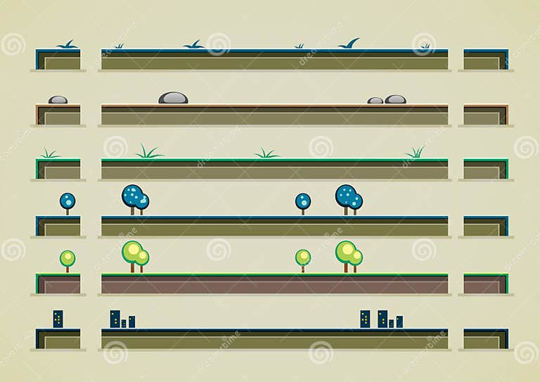 Different Ground Sprites at Night Stock Vector - Illustration of tiles ...