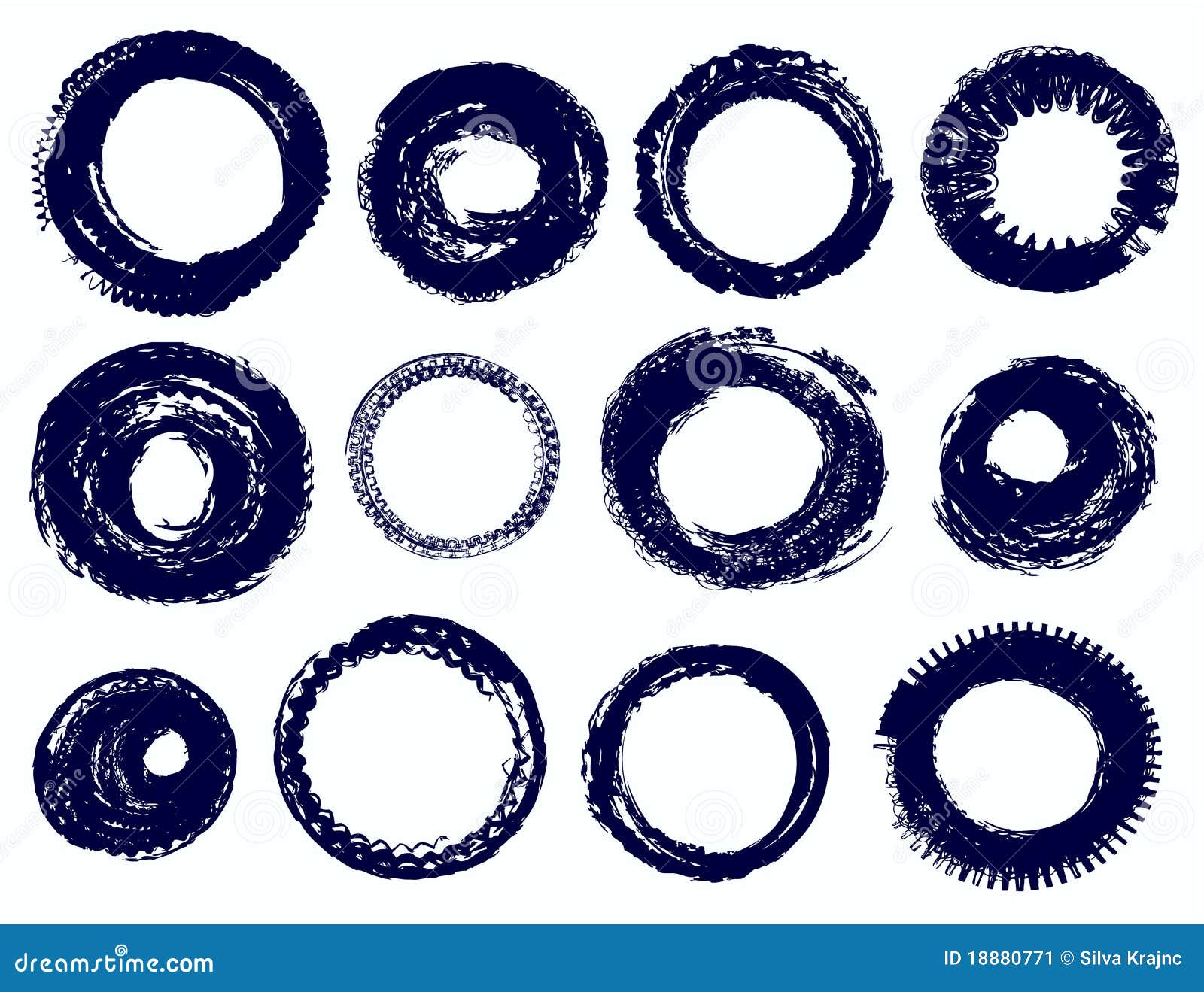 Different grunge rings stock vector. Illustration of scribble - 18880771