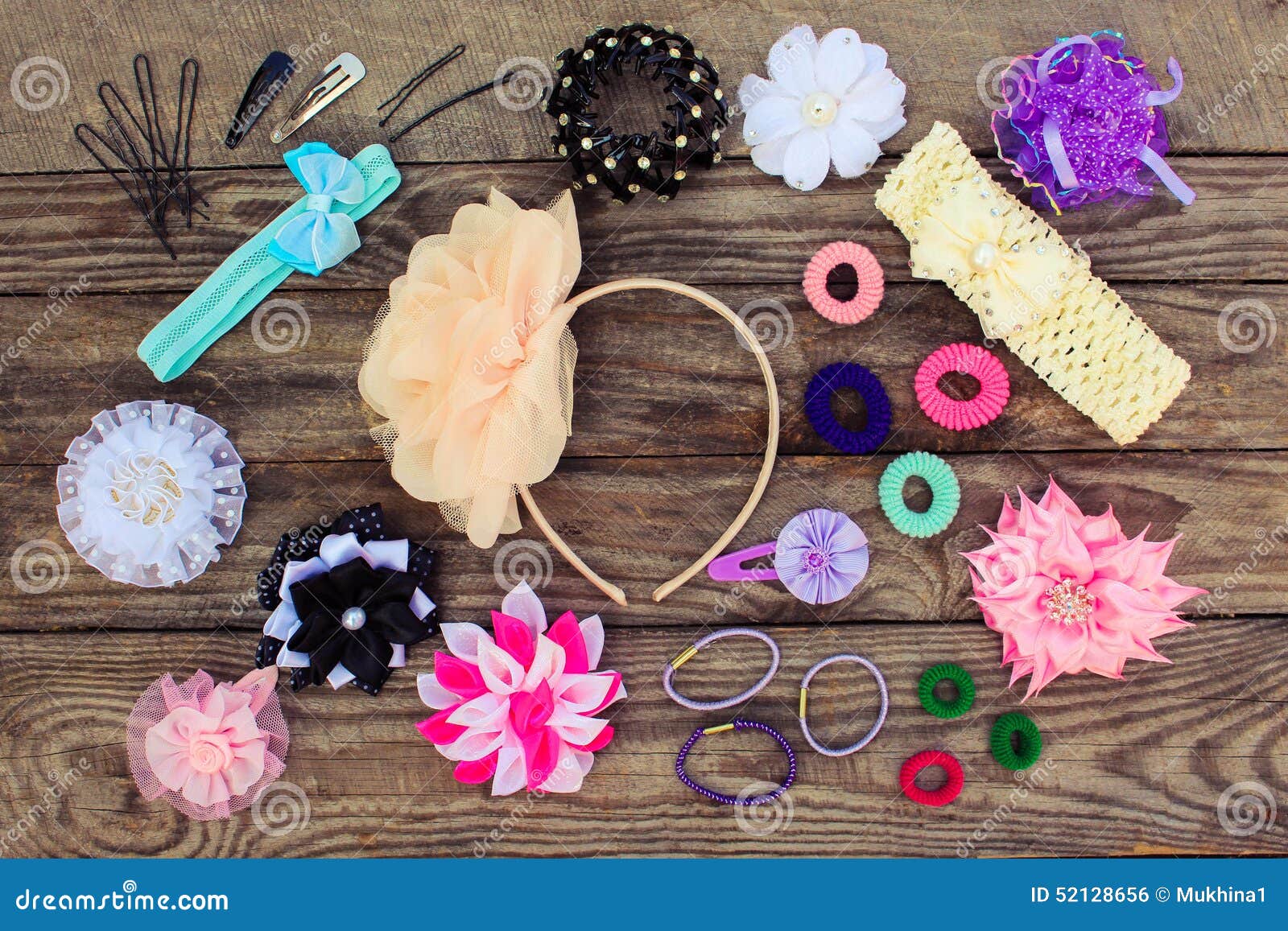 Different Hair Clips on Wooden Background Stock Photo - Image of bright ...