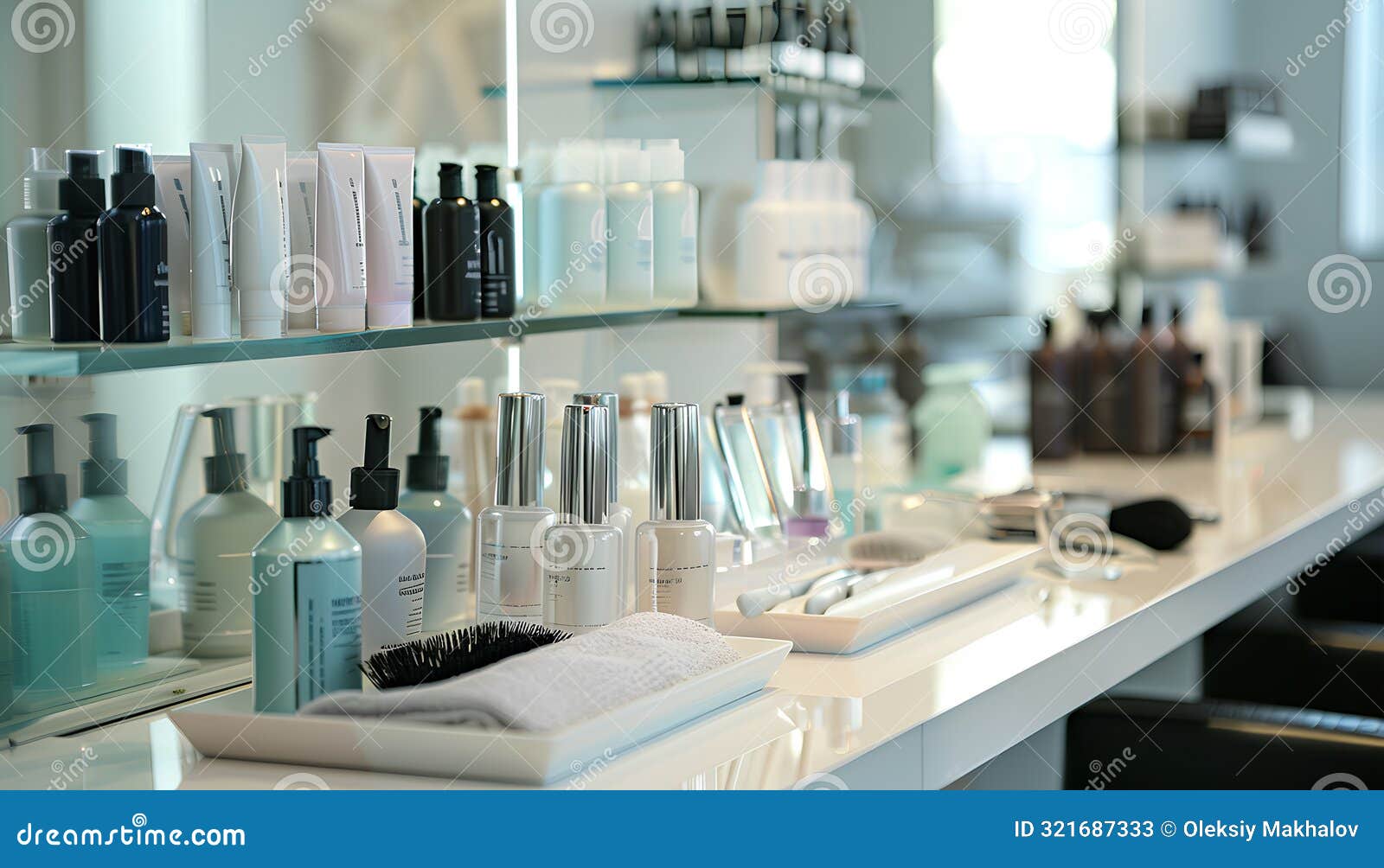 Different Hairdressing Tools on Table in Beauty Salon Stock ...