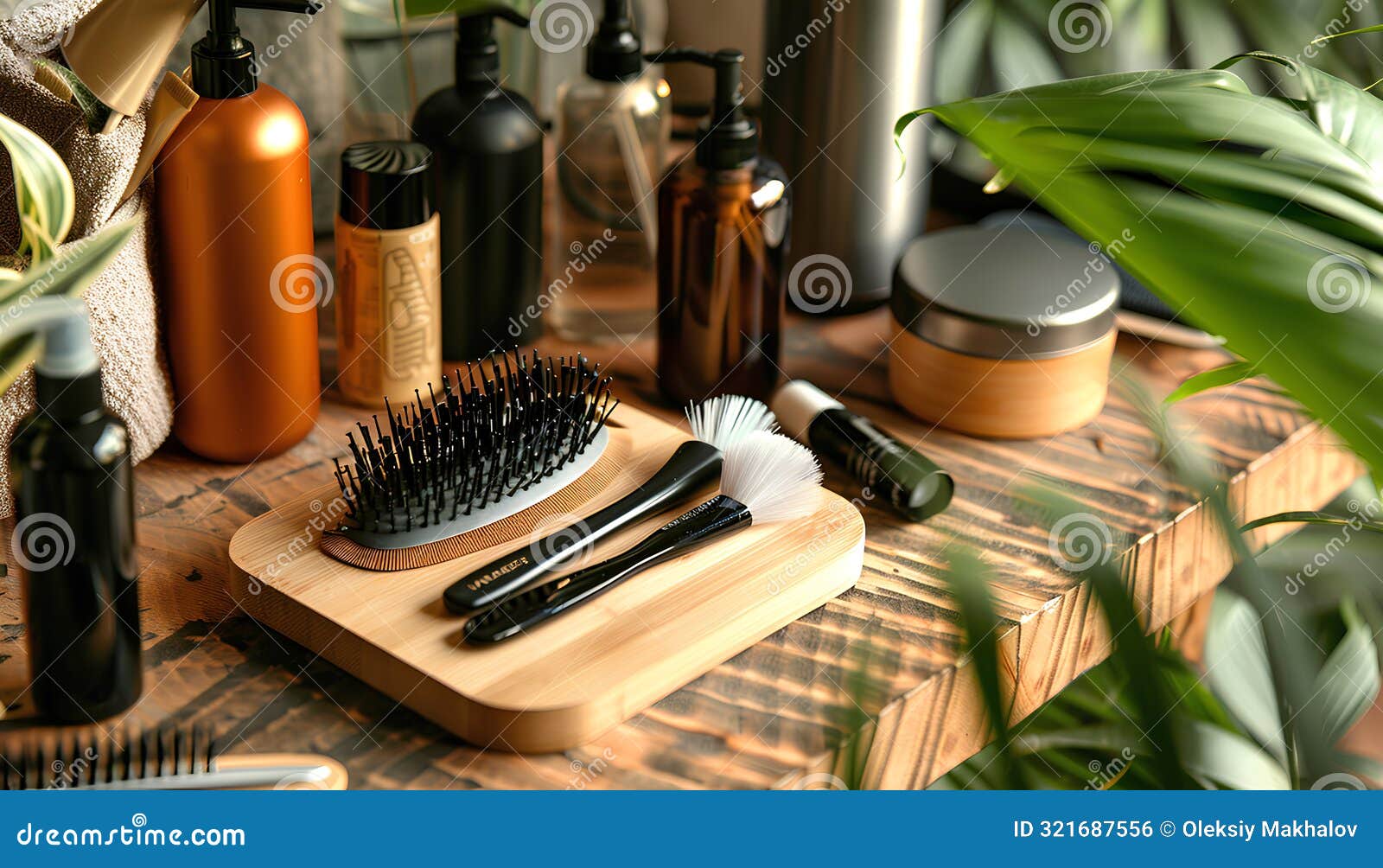Different Hairdressing Tools on Table in Beauty Salon Stock ...