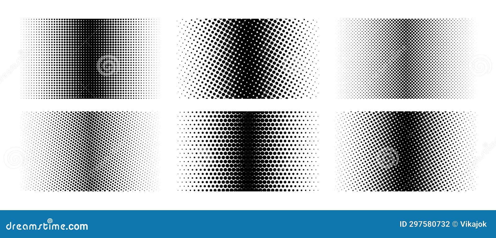Different Halftone Gradient Backgrounds Set. Cartoon Dots Texture ...