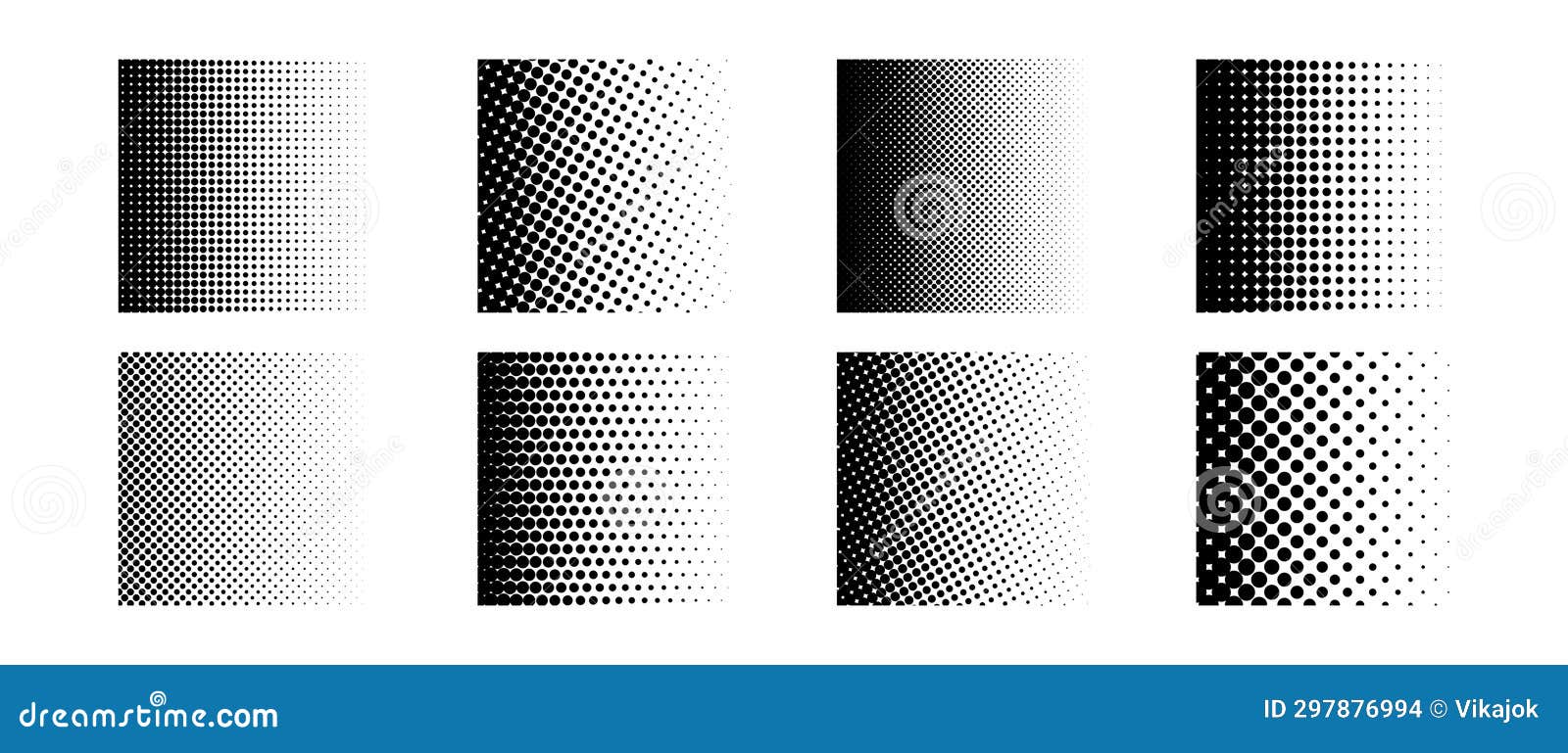 Different Halftone Gradient Backgrounds Set. Cartoon Dots Texture ...
