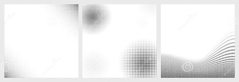 Different Halftone Gradient Square Backgrounds Set Stock Illustration - Illustration of ...