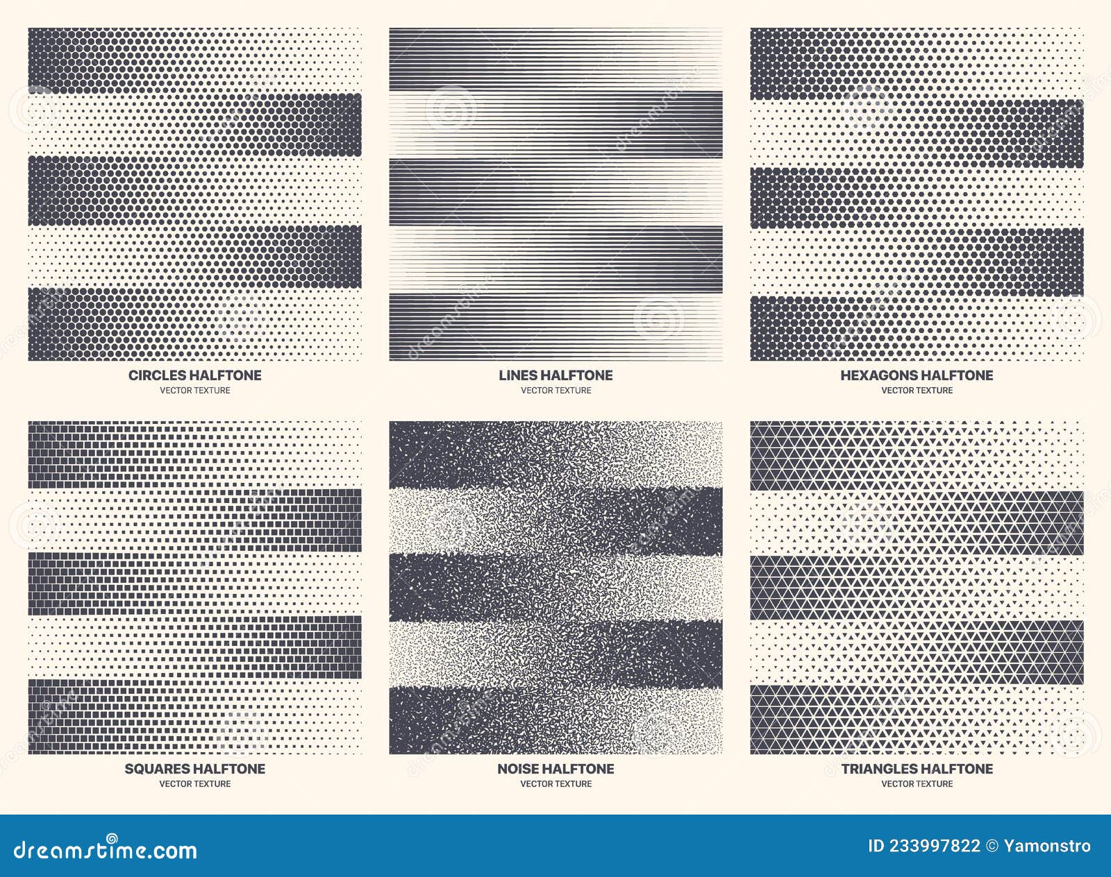 Different Halftone Striped Patterns Set Vector Geometric Texture ...