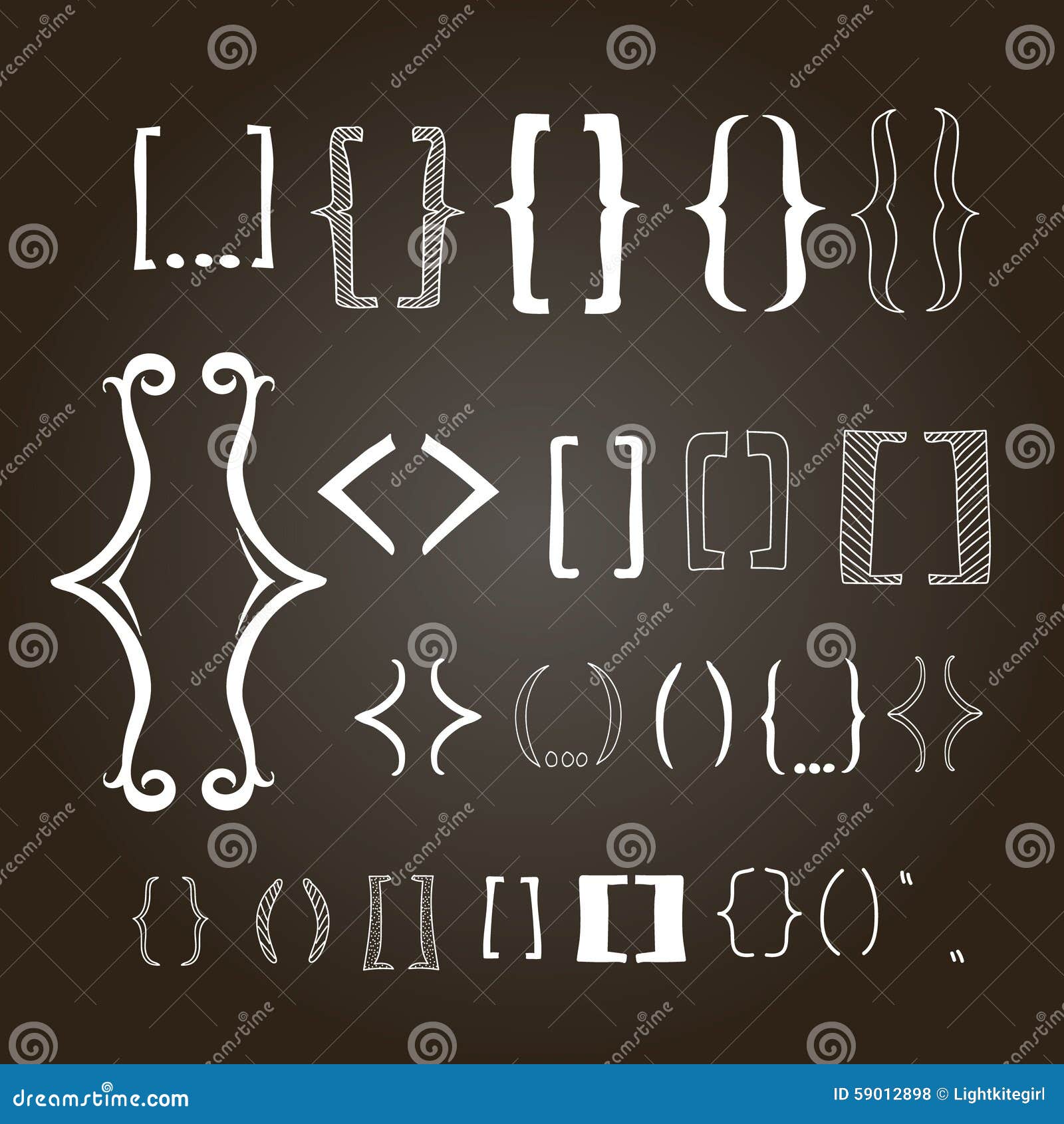 Different Hand Drawn Brackets. Bracket Icons Set Stock Illustration ...