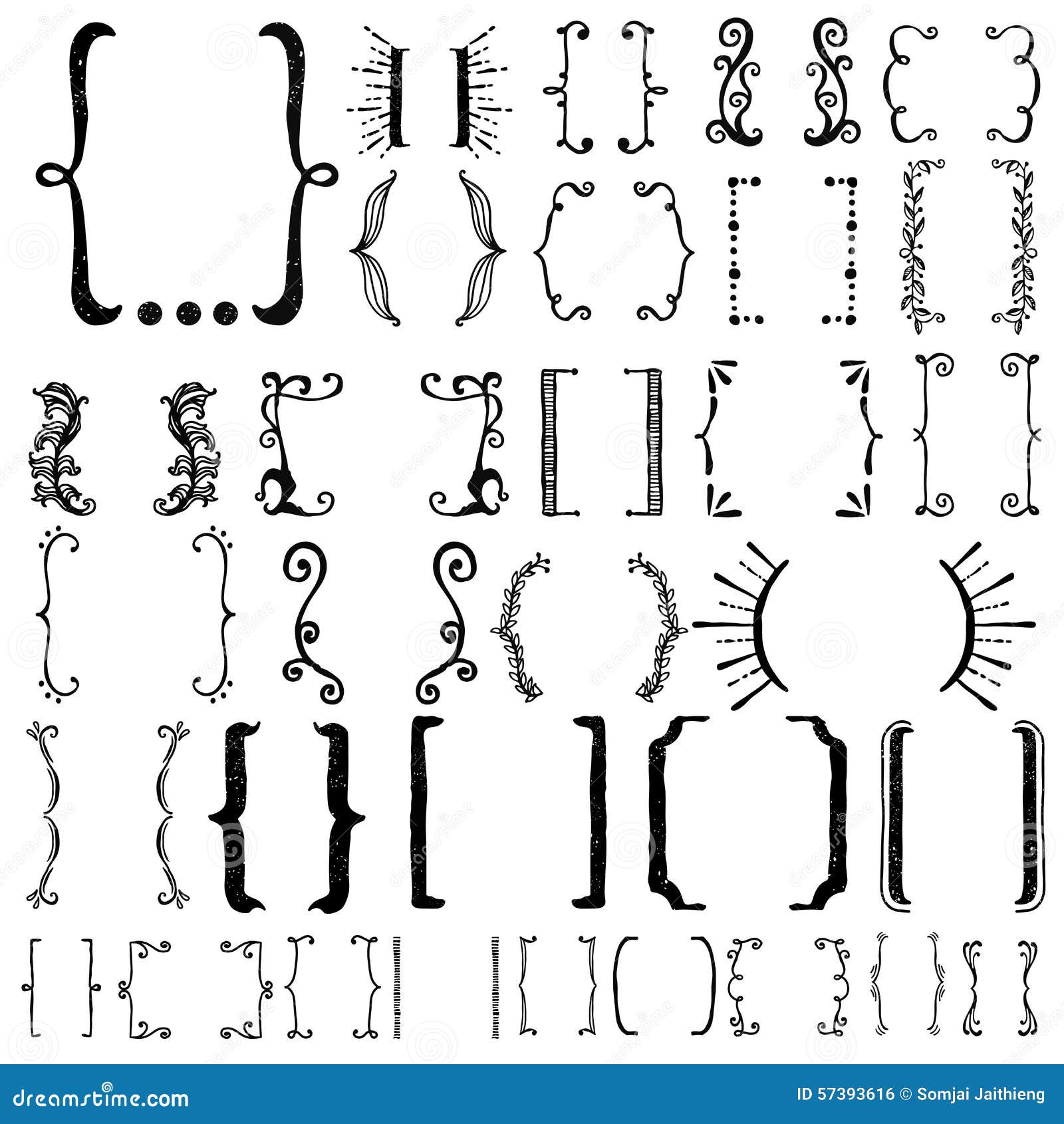32 Different Hand Drawn Brackets. Bracket Icons Set Stock Vector ... 32 Different Hand Drawn Brackets. Bracket Icons Set Stock Vector ...
