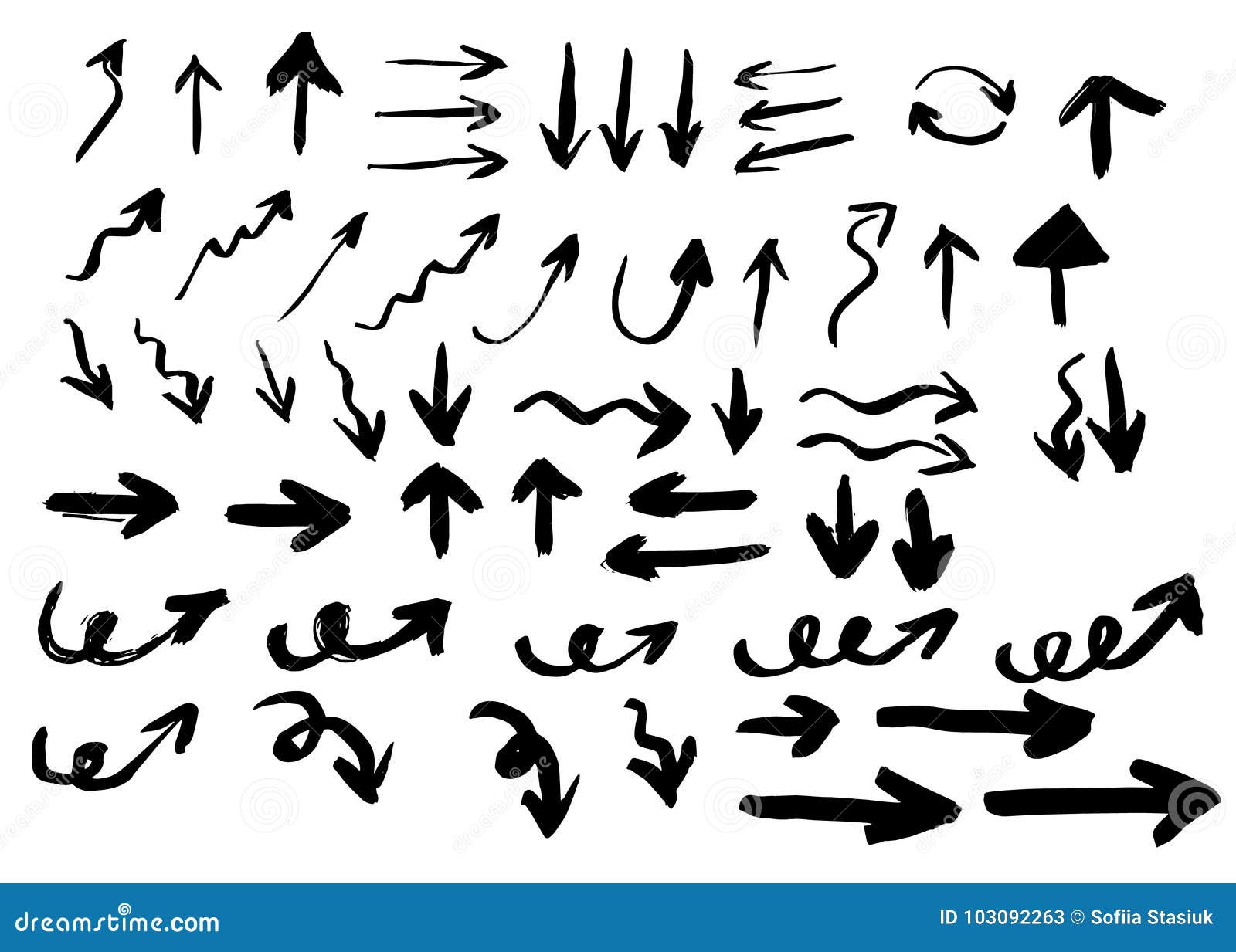 Doodle Arrows Different Shapes. Vector Illustrations Of Cartoon Style ...