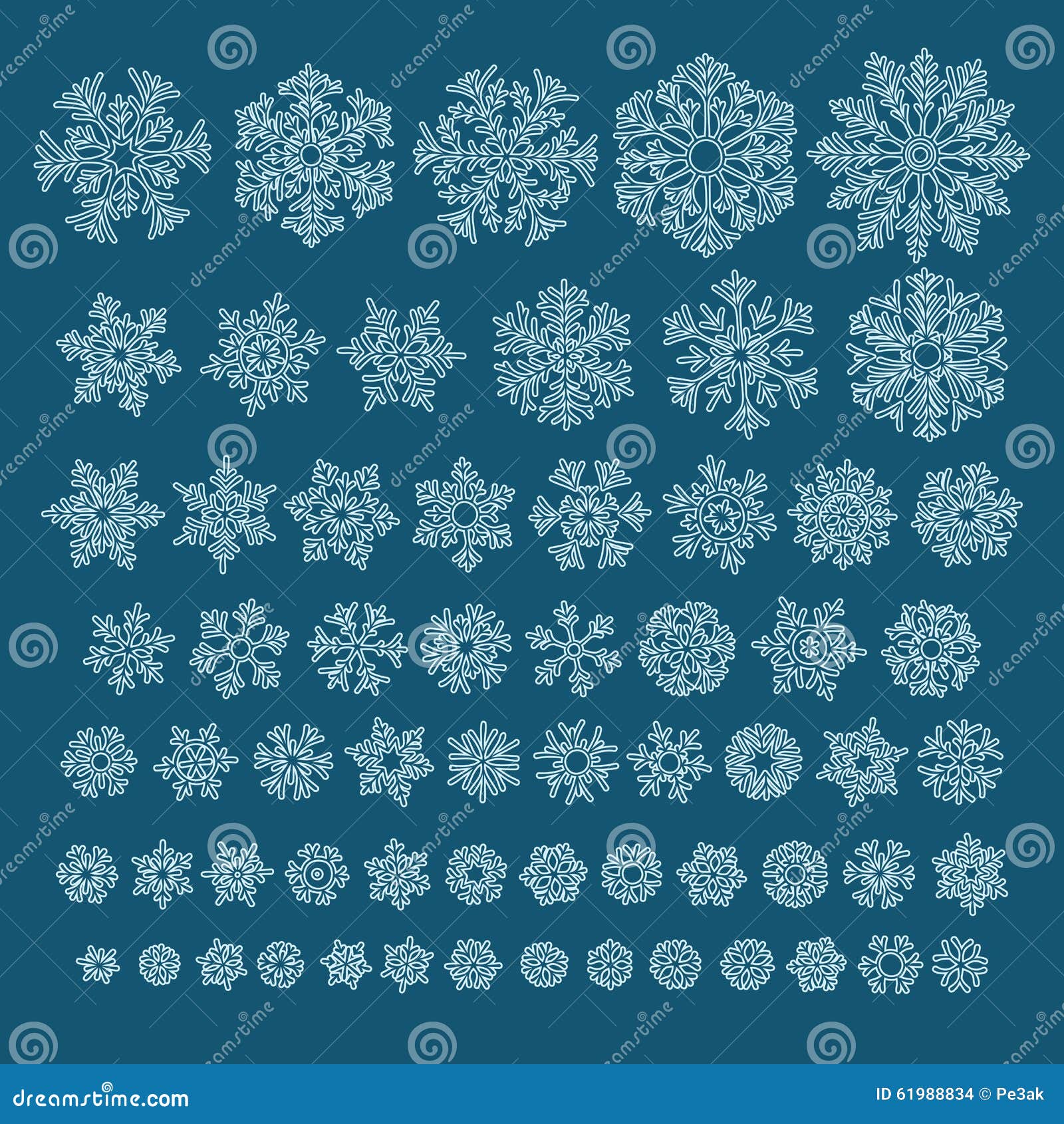Different Hand-drawn Snowflakes Set Stock Vector - Illustration of ...