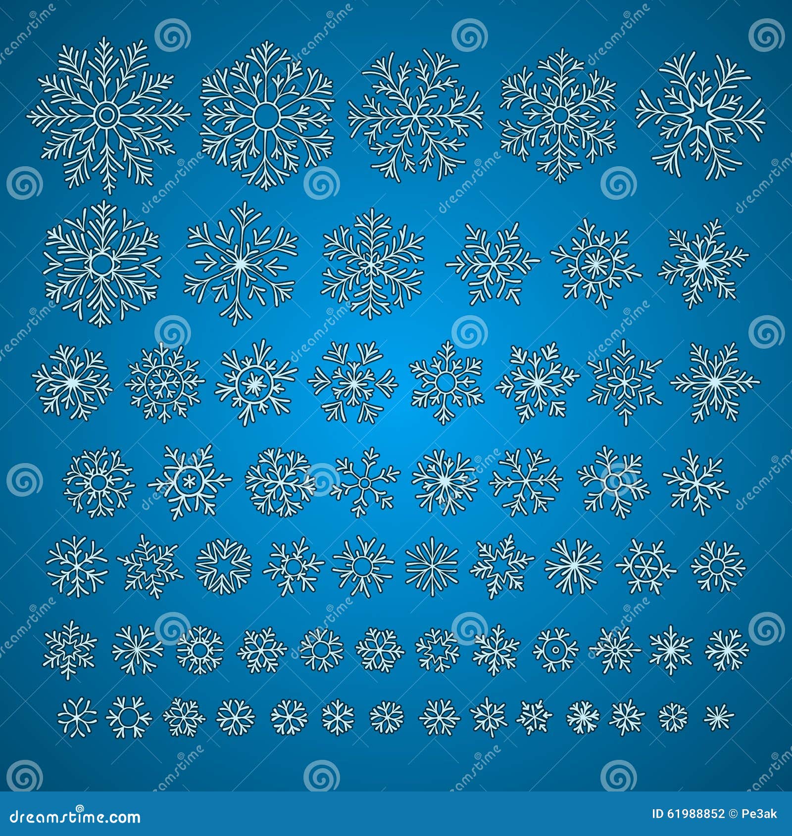 Different Hand-drawn Snowflakes Set Stock Vector - Illustration of ...