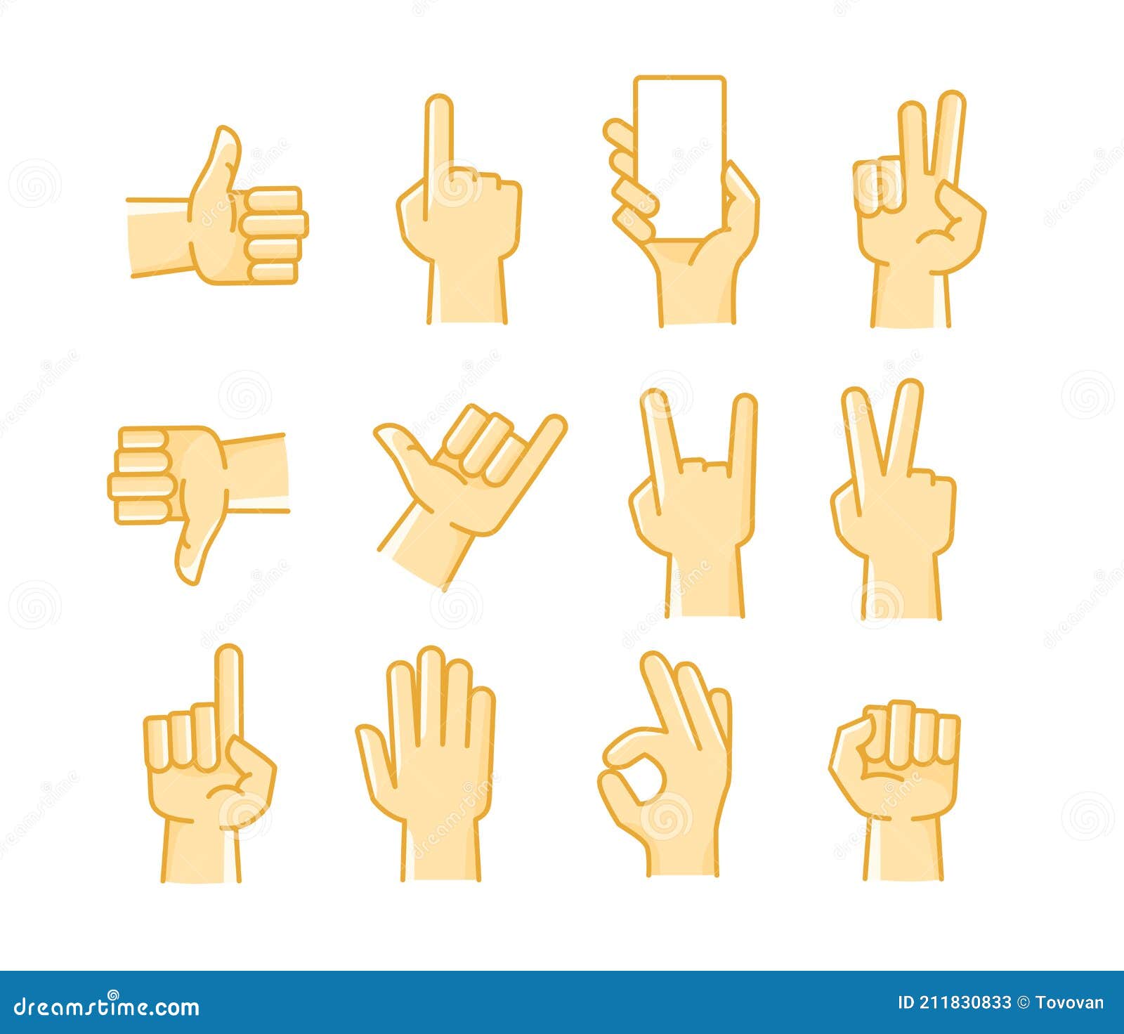 Different Hand Gesture Comic Style Vector Icons Stock Vector ...