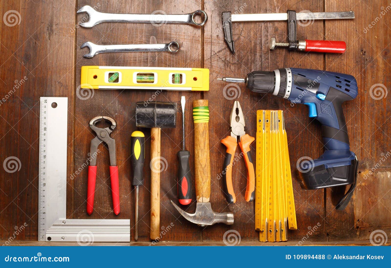 Different hand tools stock photo. Image of stack, wooden - 109894488