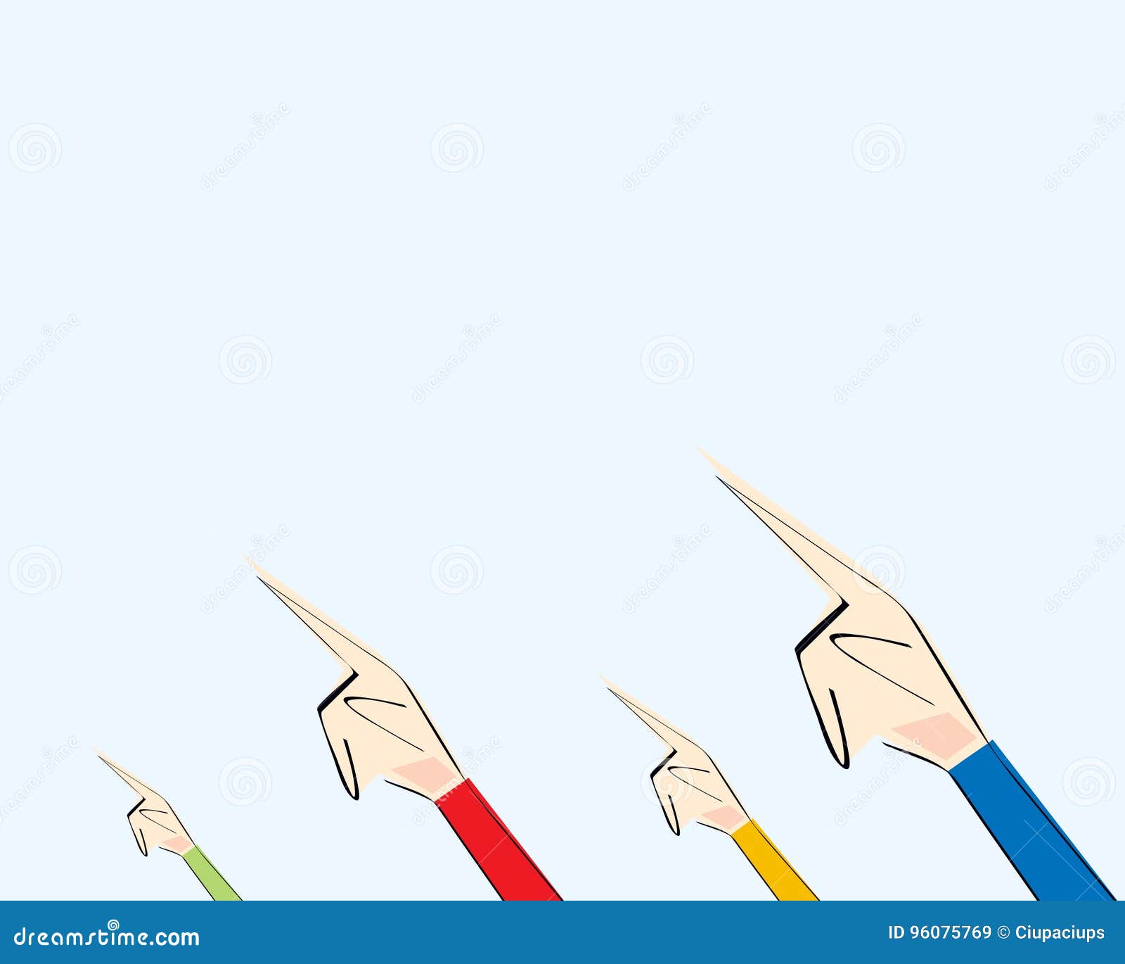 Different Hands Pointing Fingers At One Direction. Concept Of One ...