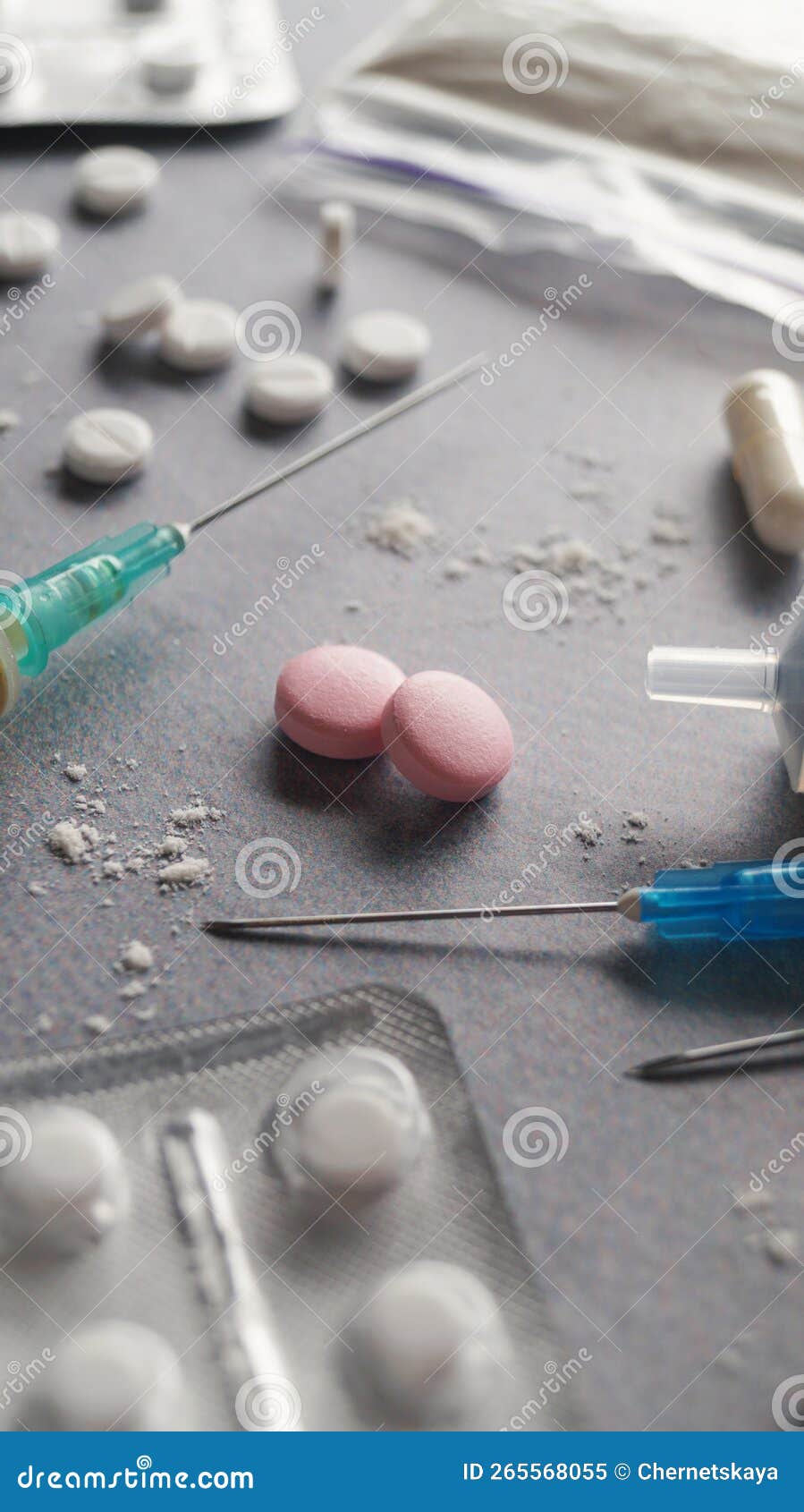 Different Hard Drugs on Light Grey Table, Closeup Stock Image - Image ...