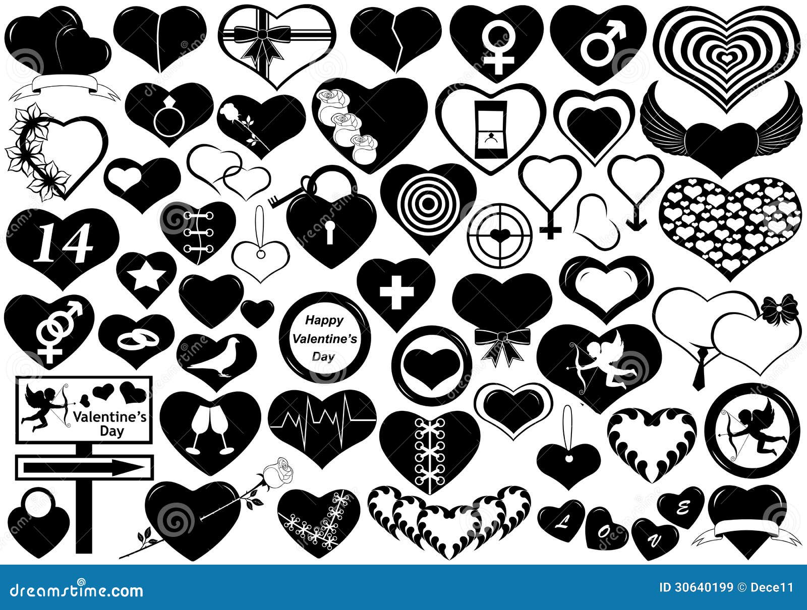 Different Hearts stock vector. Illustration of gift, rose - 30640199