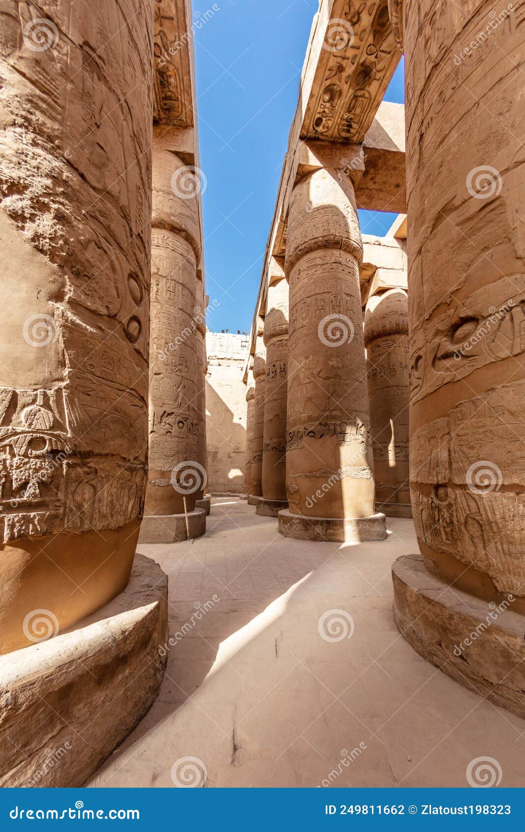 Different Hieroglyphs On The Walls And Columns In The Karnak Temple ...