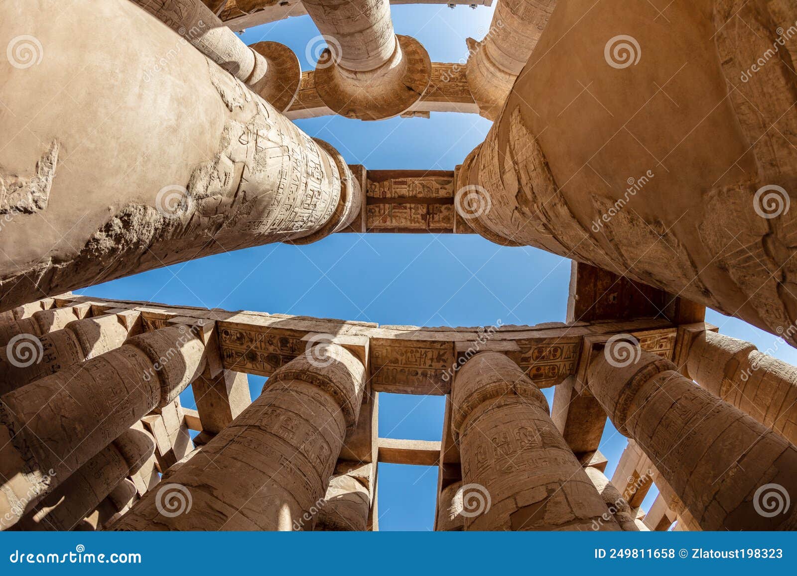 Different Hieroglyphs On The Walls And Columns In The Karnak Temple ...