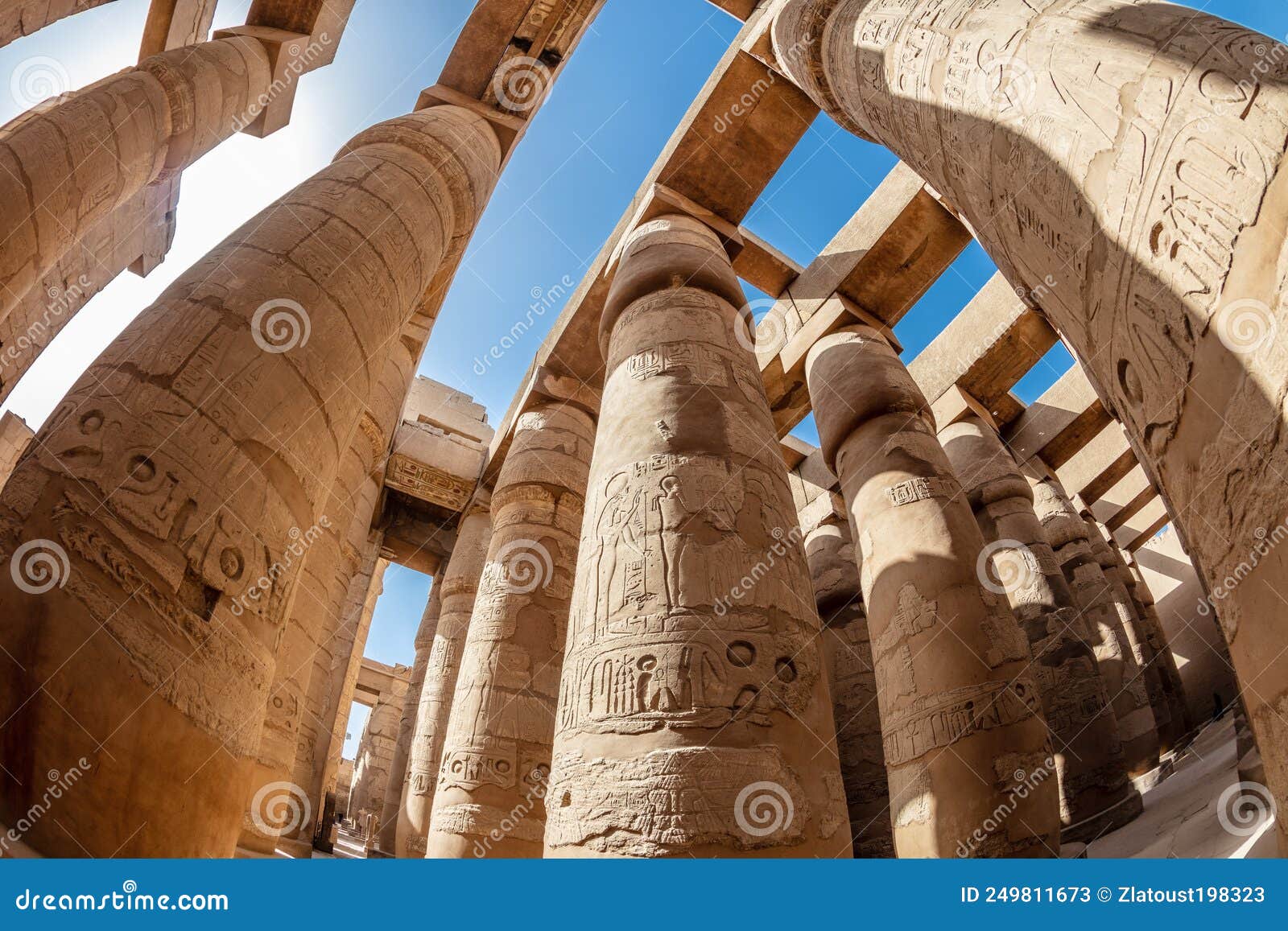 Different Hieroglyphs On The Walls And Columns In The Karnak Temple ...