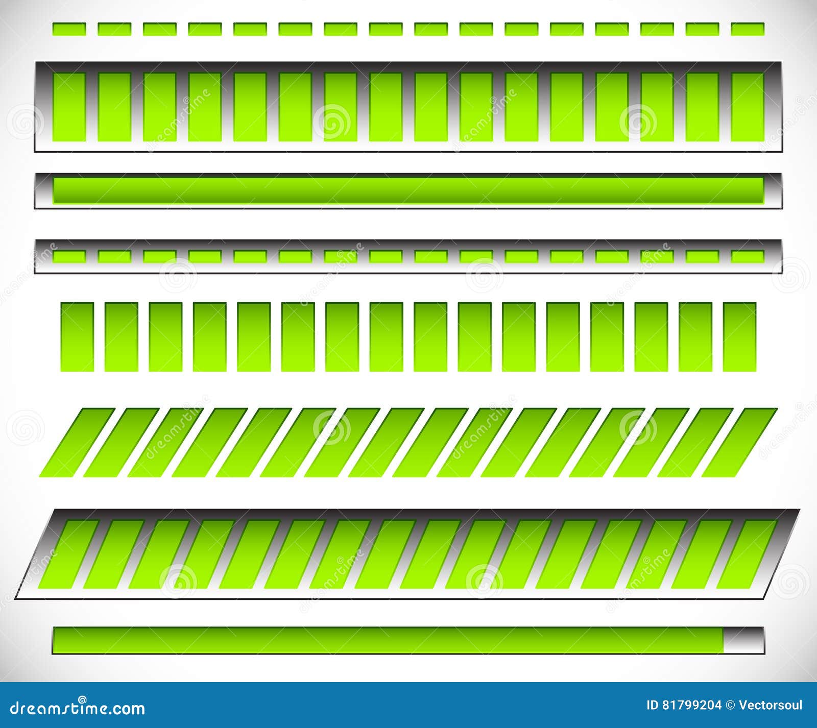 8 Different Horizontal, Level / Progress Indicators, Meters Stock ...