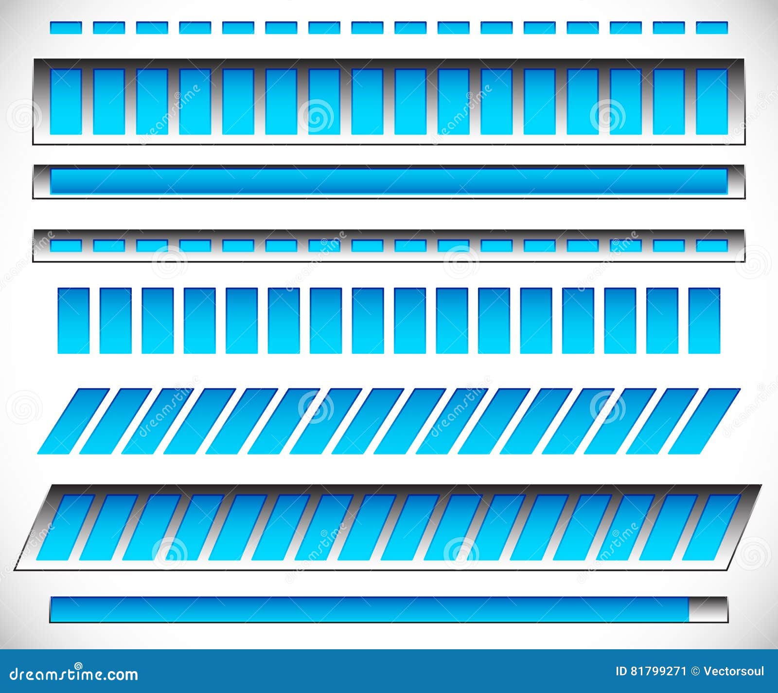 8 Different Horizontal, Level / Progress Indicators, Meters Stock ...