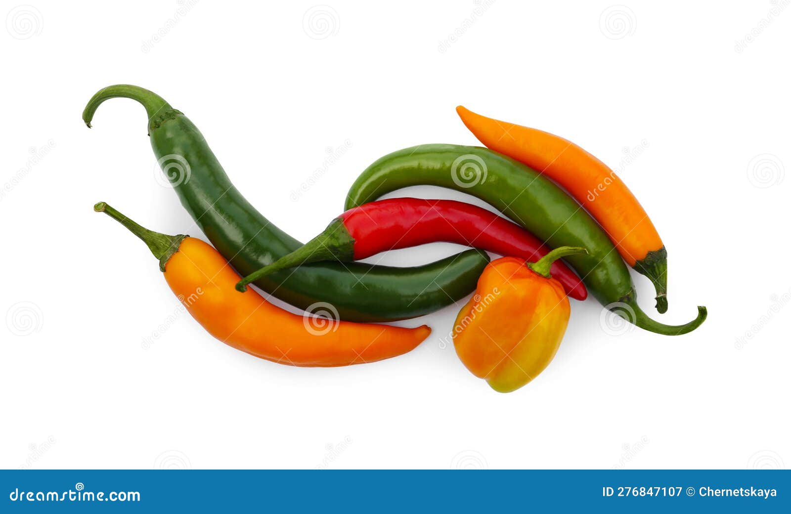 Different Hot Chili Peppers Isolated on White Stock Image - Image of ...