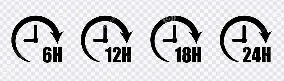 Different Hours Icon Set. Timers Icon Set. Clock Icons Set. Hours ...