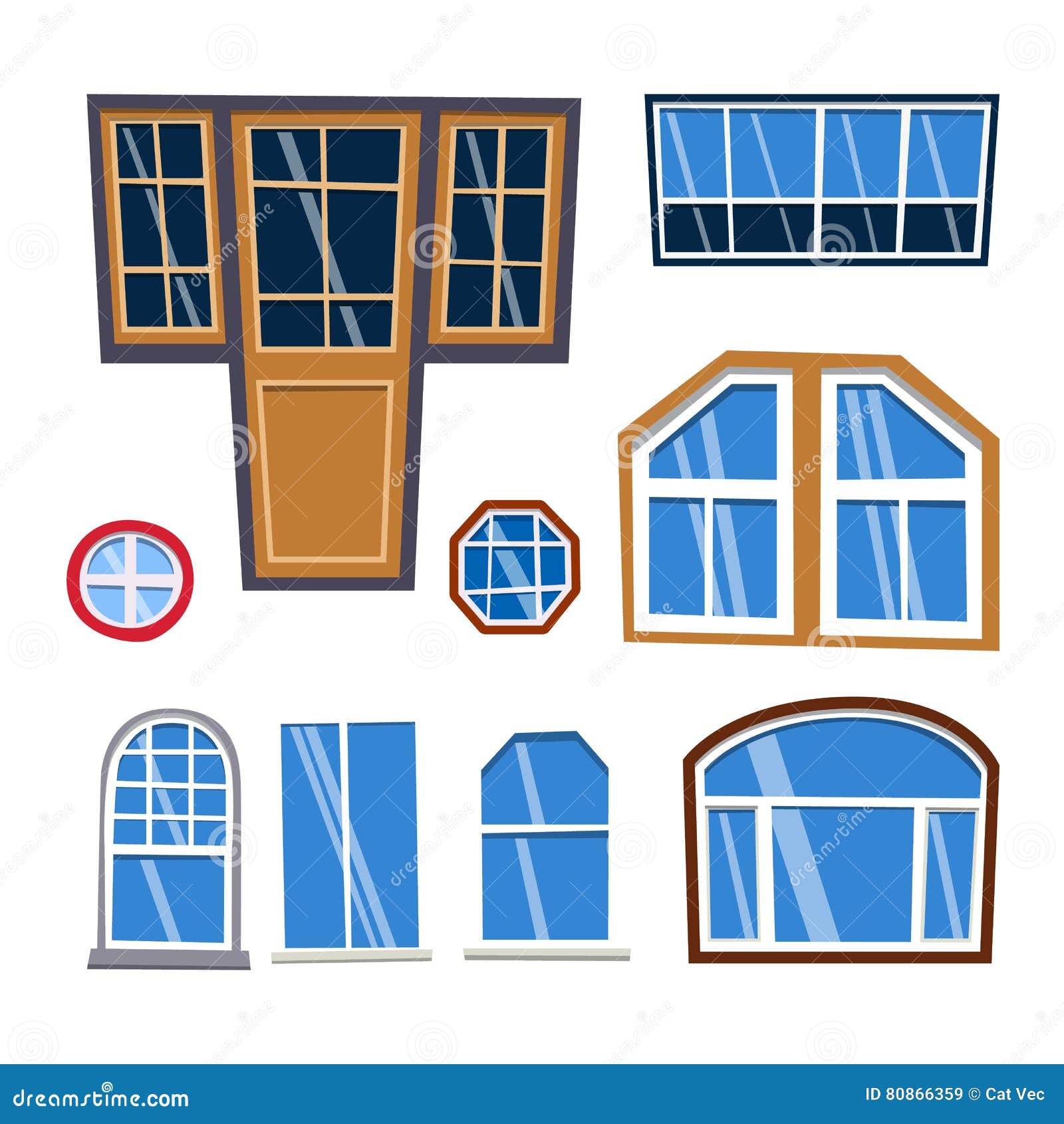 Different House Windows Vector Elements Stock Vector - Illustration of ...