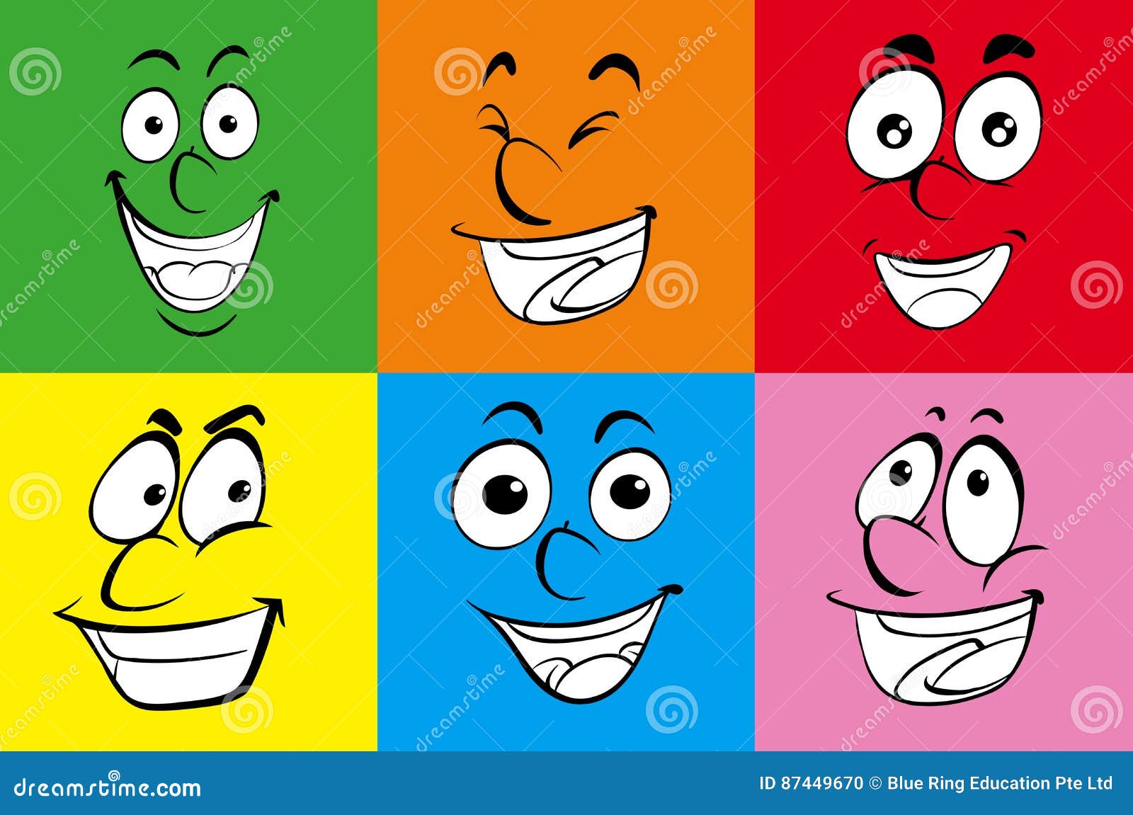 Different Human Emotions on Colorful Background Stock Illustration ...
