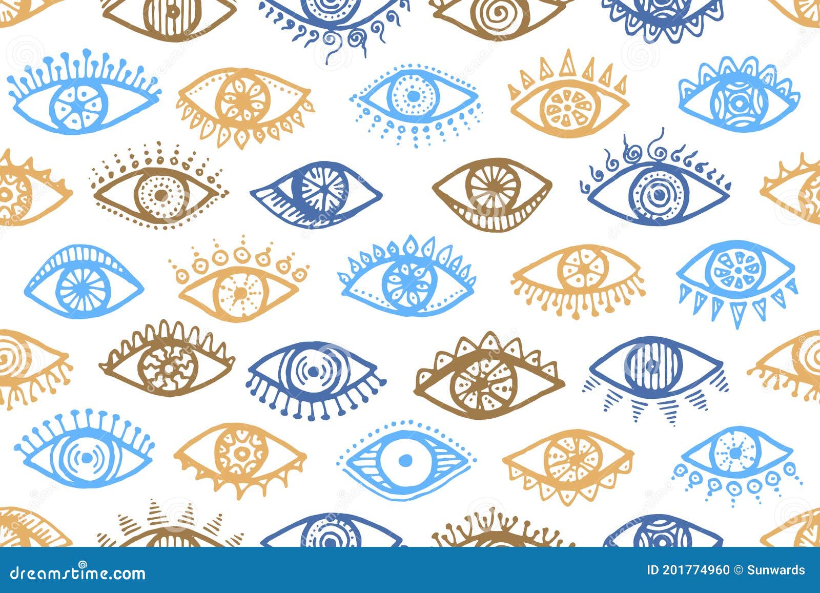 Different Human Eyes Naive Seamless Pattern. Pop Stock Vector ...
