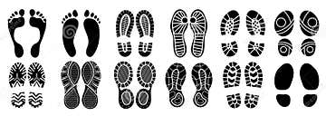 Different Human Footprints Icon Vector Set Stock Vector - Illustration ...
