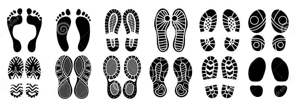 Different Human Footprints Icon Vector Set Stock Vector - Illustration ...