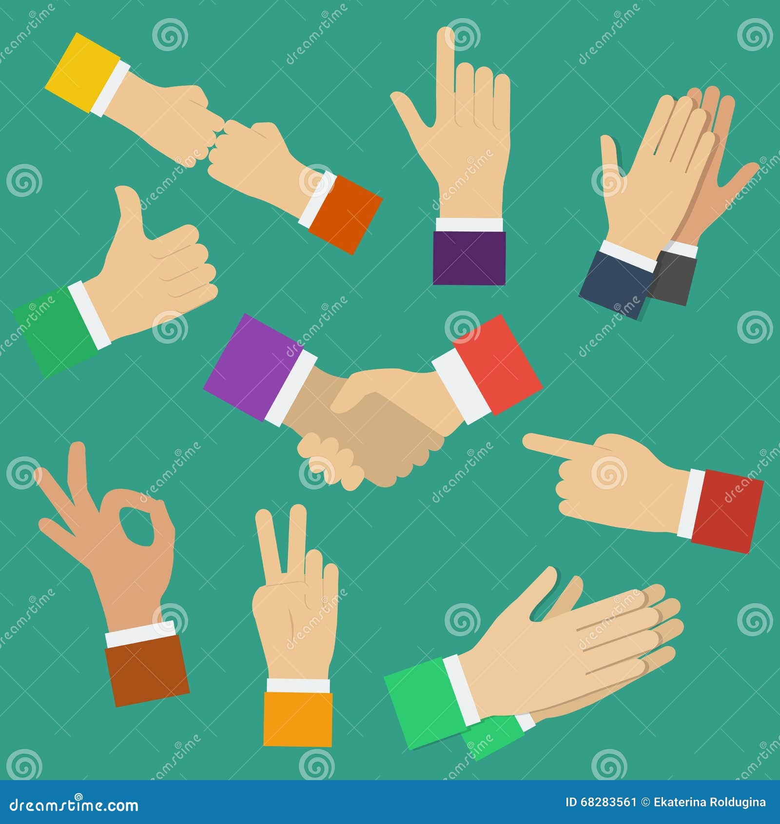 Different Human Hands. Minimal Flat Vector Illustration of Various ...