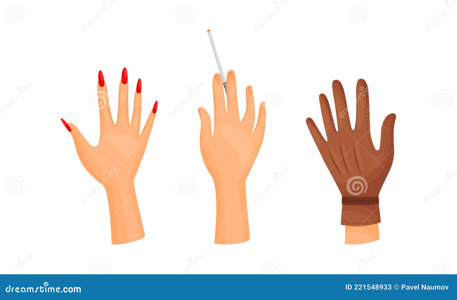 Different Human Right and Left Hands with Palm Raised Up Vector Set ...
