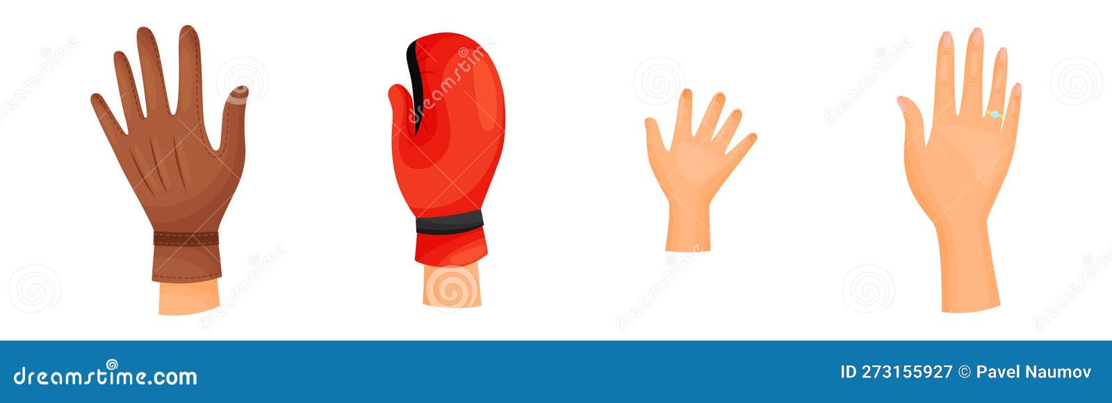 Different Human Right and Left Hands with Palm Raised Up Vector Set ...